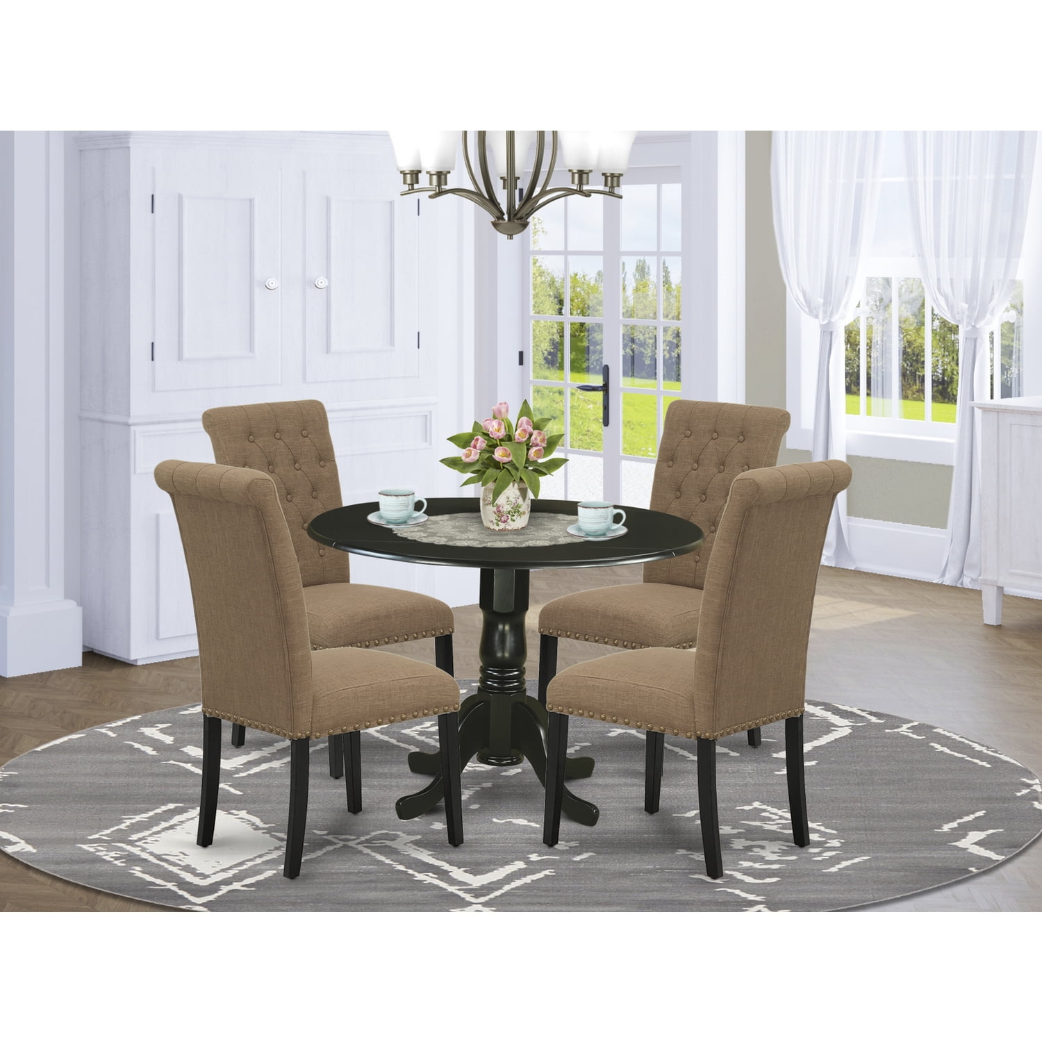 5-Piece Round Dinette Set - Small Kitchen Table with Chairs - Modern ...
