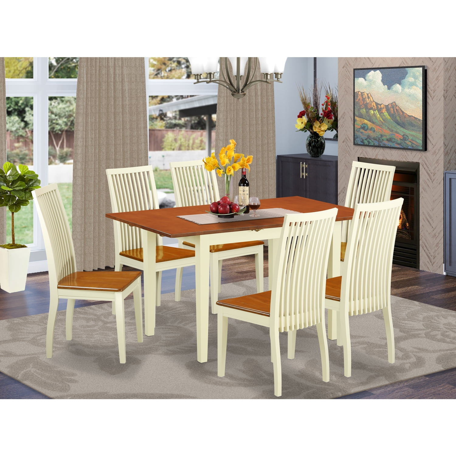 7-Piece Dinette Set - Kitchen Table & Chairs - Modern Dining Room ...