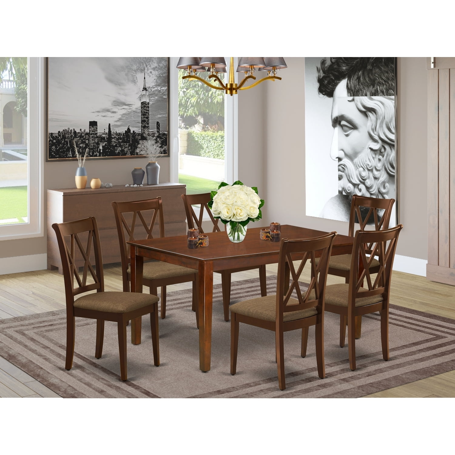 HomeStock Urban Upmarket 7Pc Dinette Set Includes A Rectangular Kitchen ...