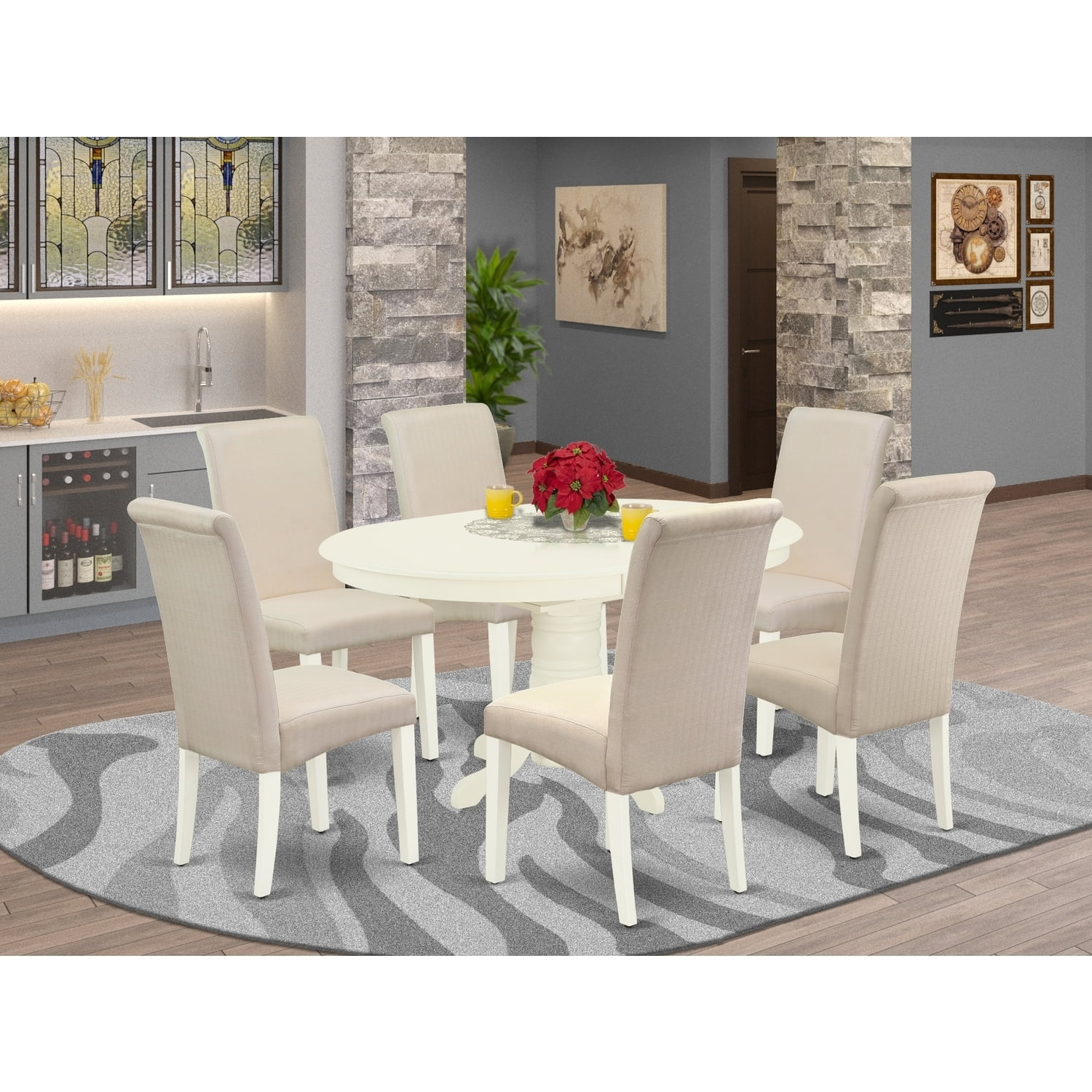 HomeStock Urban Upmarket 7Pc Dinette Set Includes An Oval Kitchen Table ...