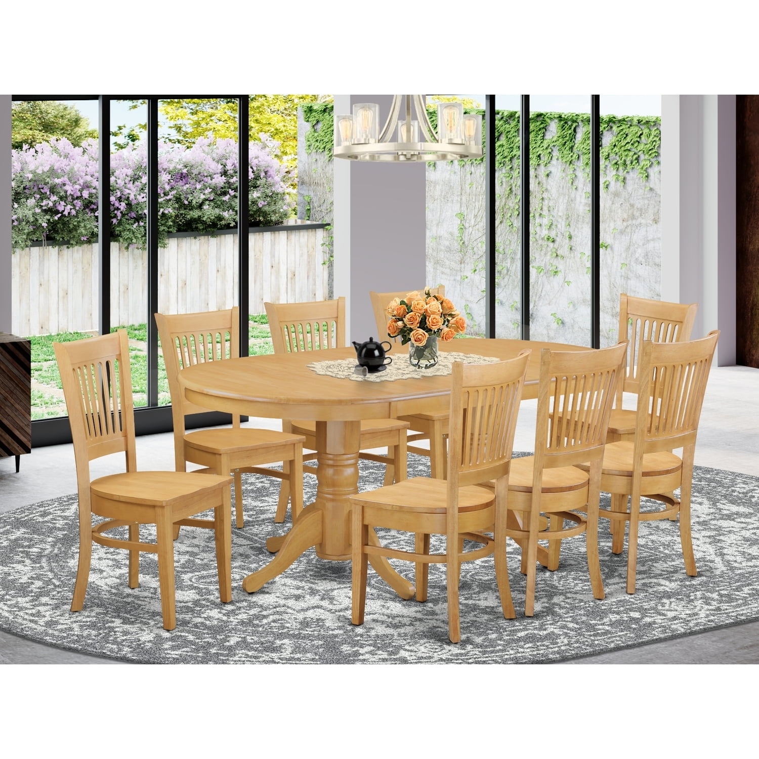 HomeStock Urban Upmarket 9-Piece Dining Set - Oval Dining Room Table ...