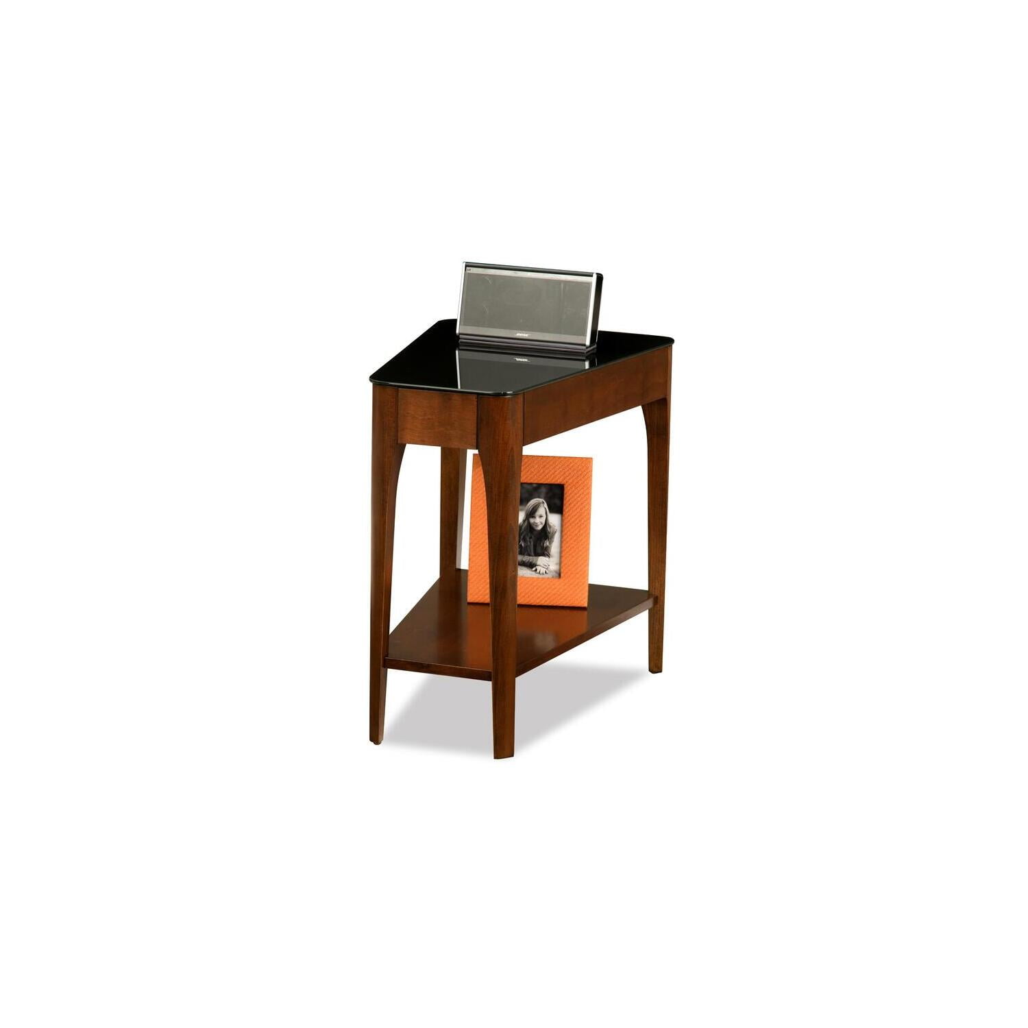 HomeStock Urban Upmarket Glass Top Recliner Wedge Table, Chestnut ...