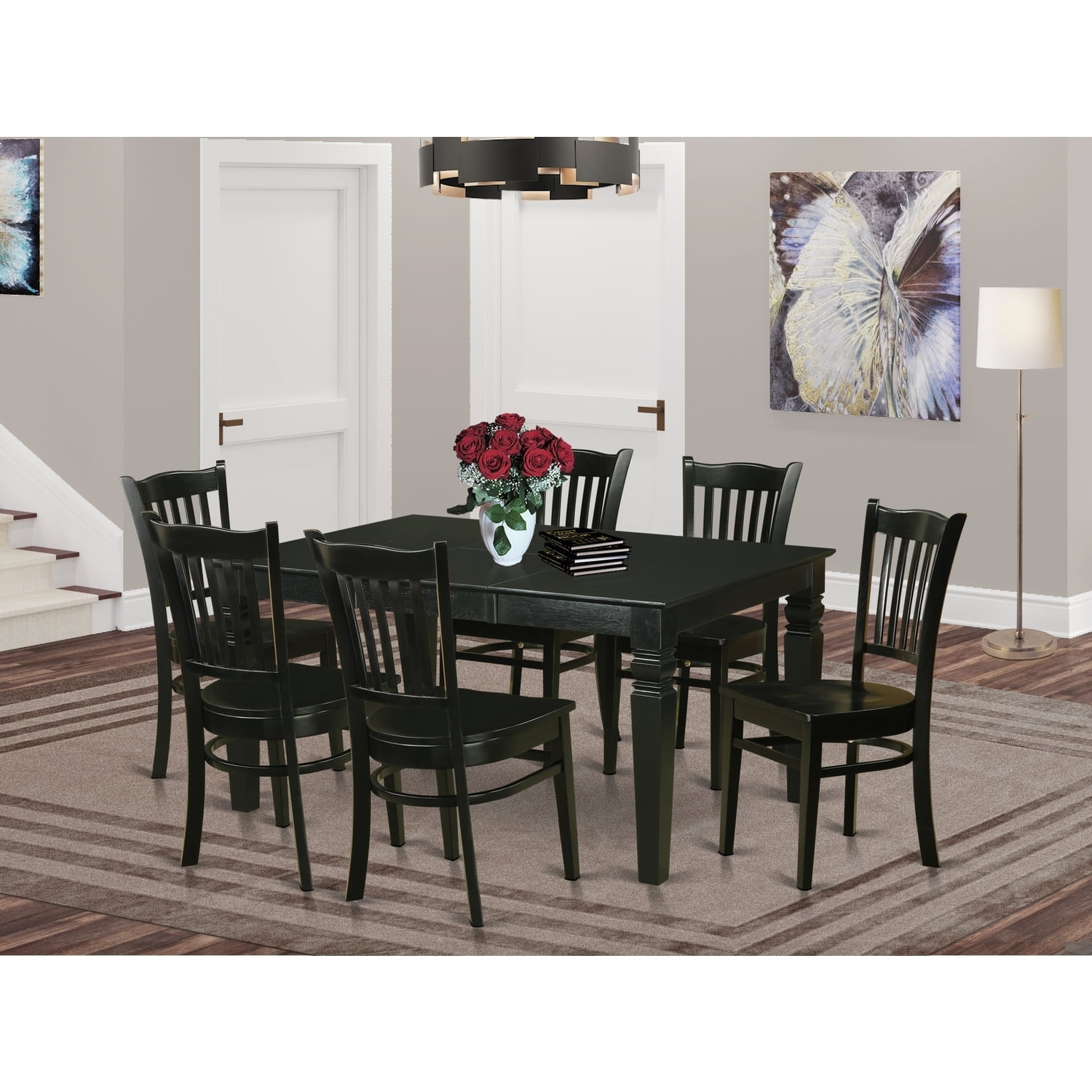 Kitchen Table Set with 6 Chairs - 7 Piece Dinette Table, Rectangular ...
