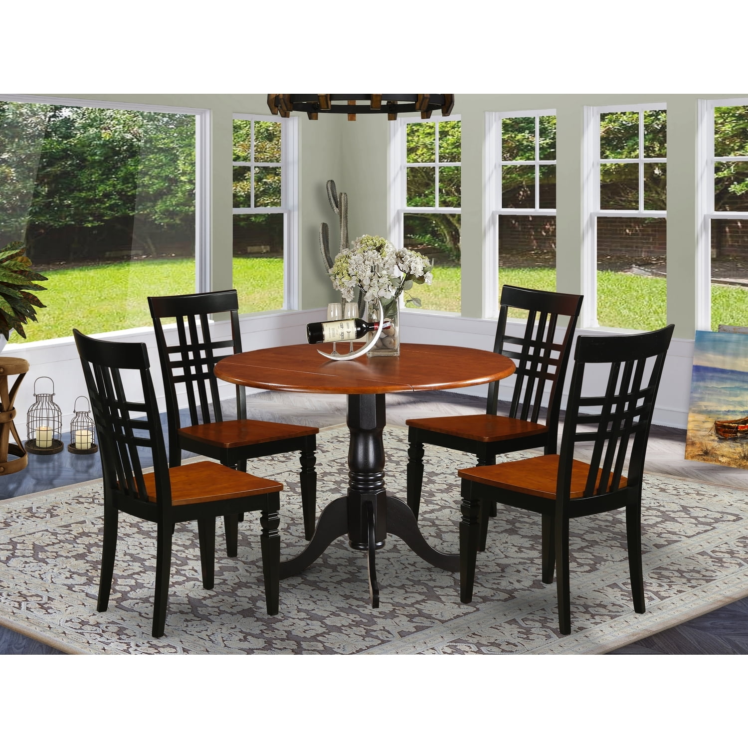 Round Dining Table Set - 5 Piece Kitchen Dinette Set with Chairs - 42 ...
