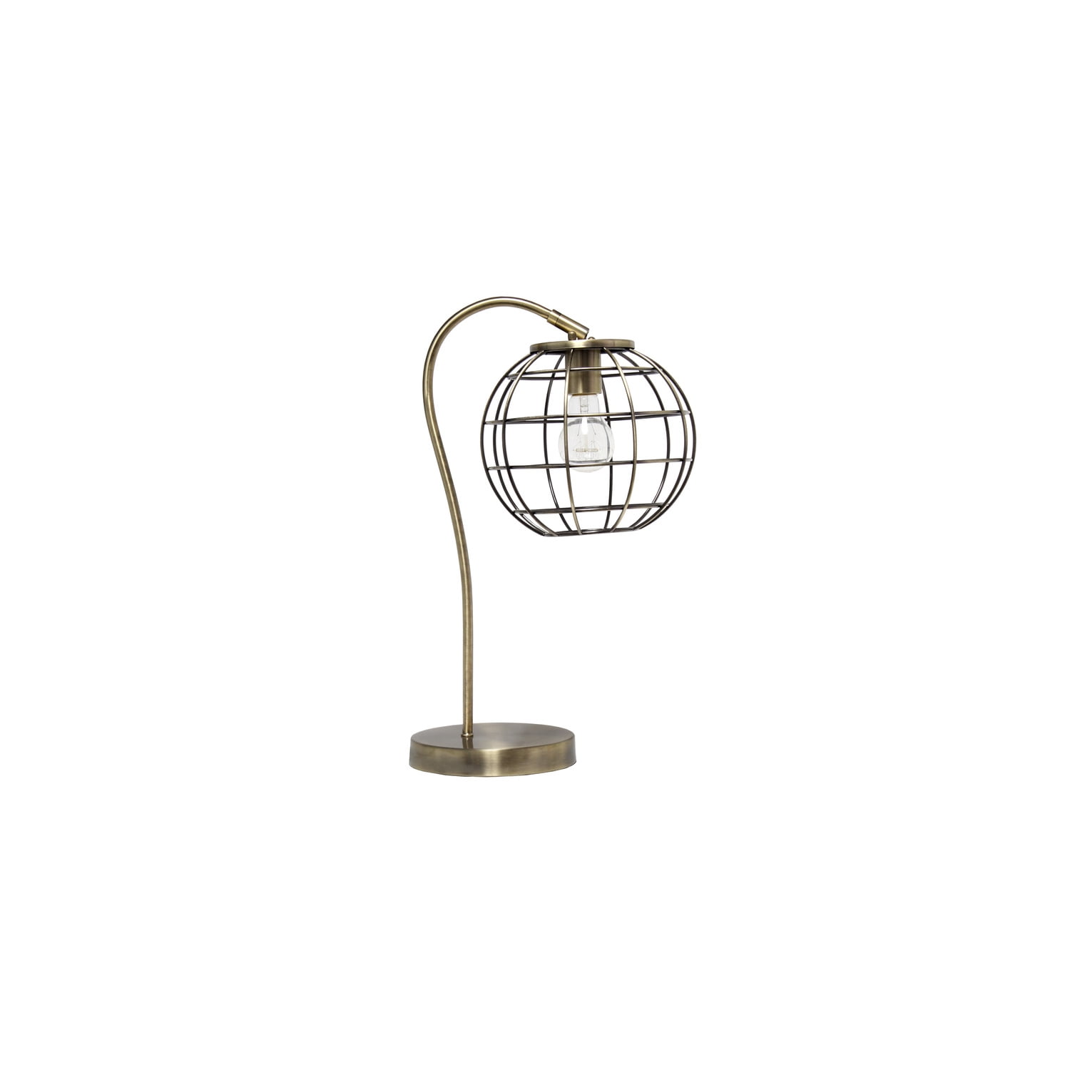 HomeStock Vibes Caged In Metal Table Lamp with Antique Brass Finish and ...