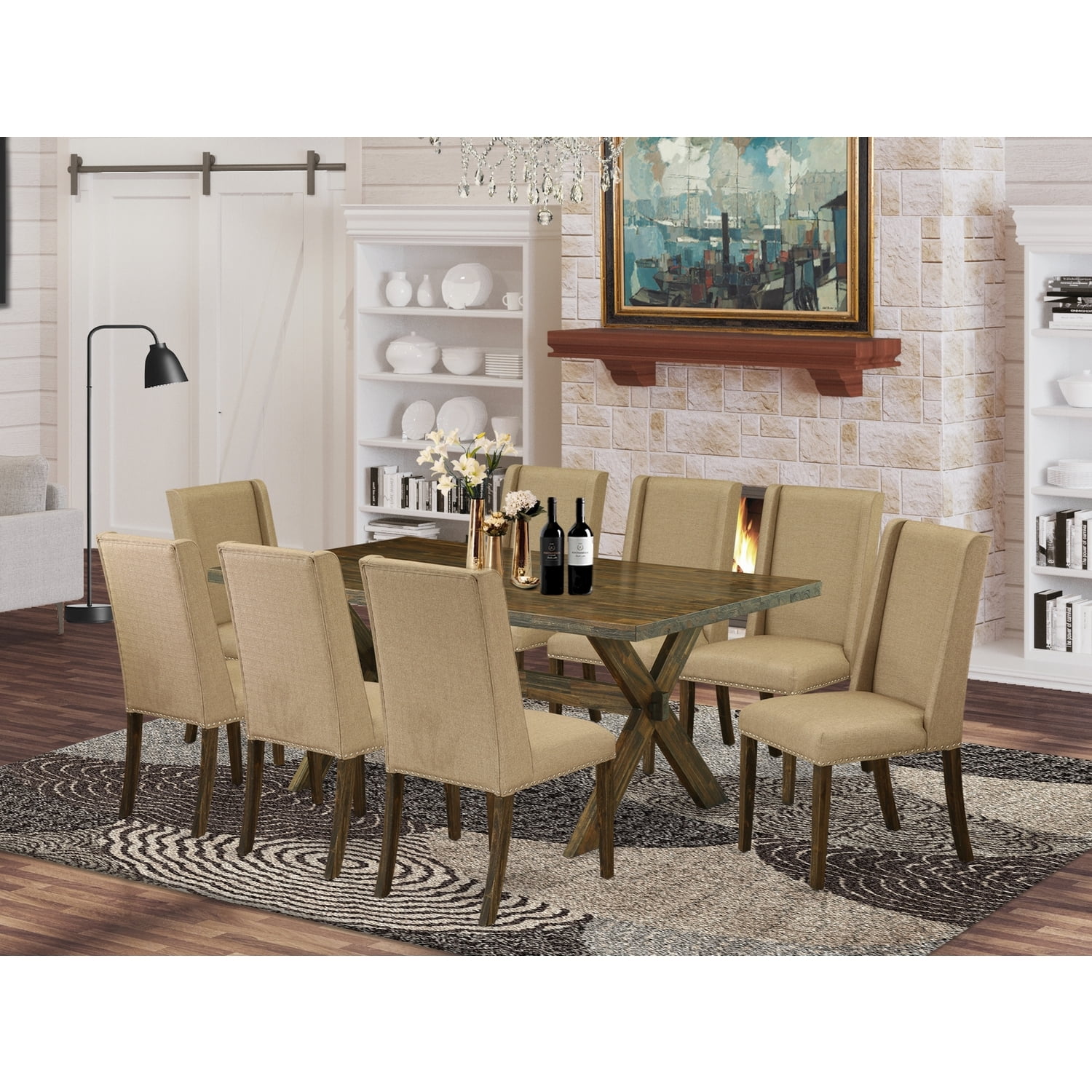Victorian Dining Set - 9 Piece TableChair Set - 40x72 Inch Rectangle ...