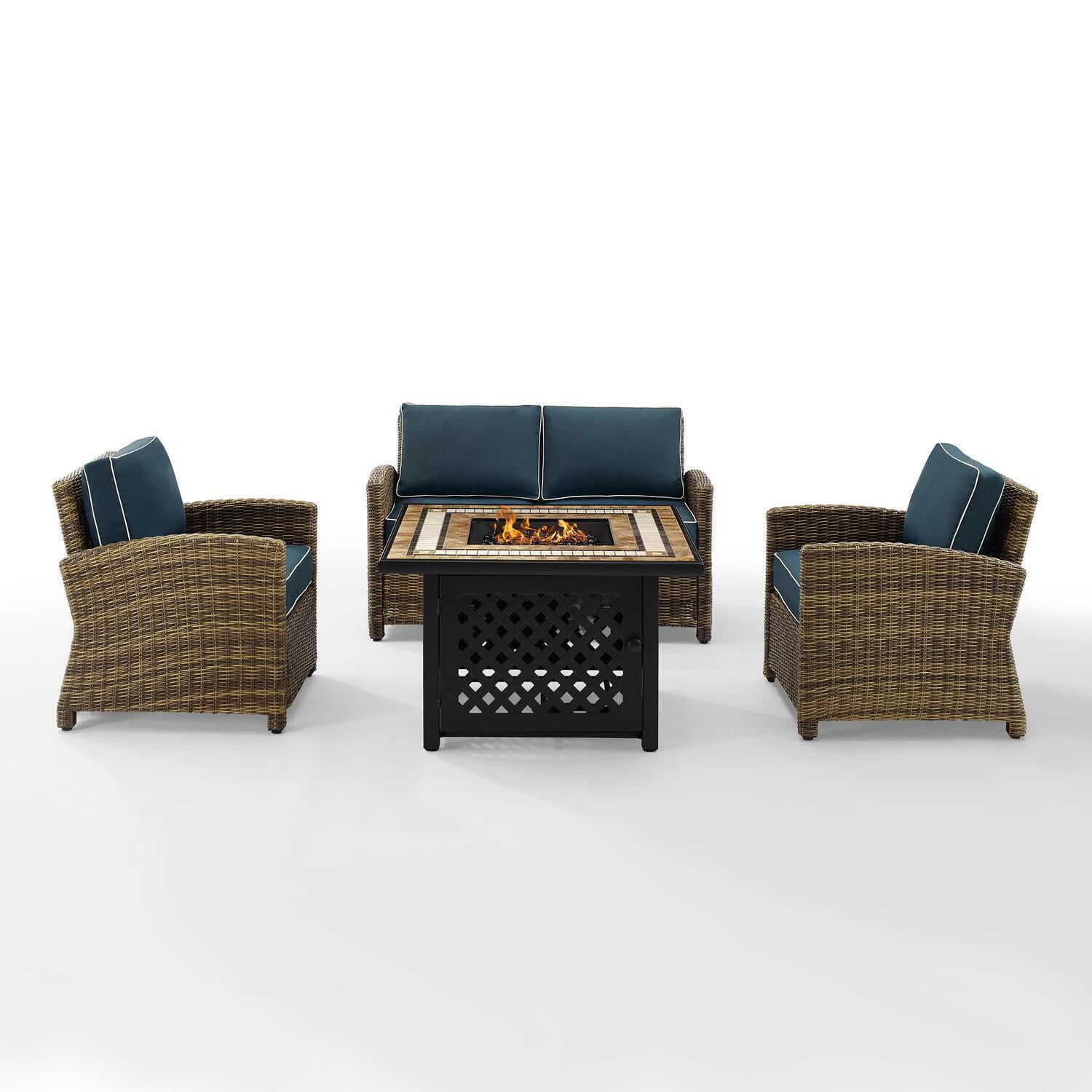 HomeStock Modern Muse Outdoor Wicker Seating Set with Fire Table ...