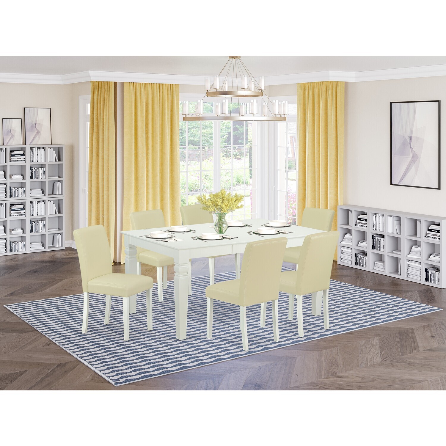 HomeStock Victorian Vintage 7Pc Rectangular 42/60" Dinette Table With ...