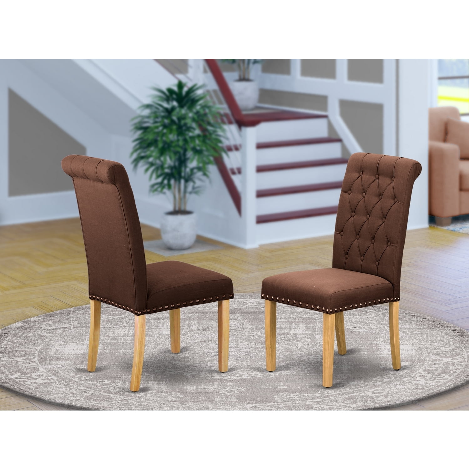 HomeStock Victorian Vintage Bremond Parson Chair With Oak Finish Leg ...