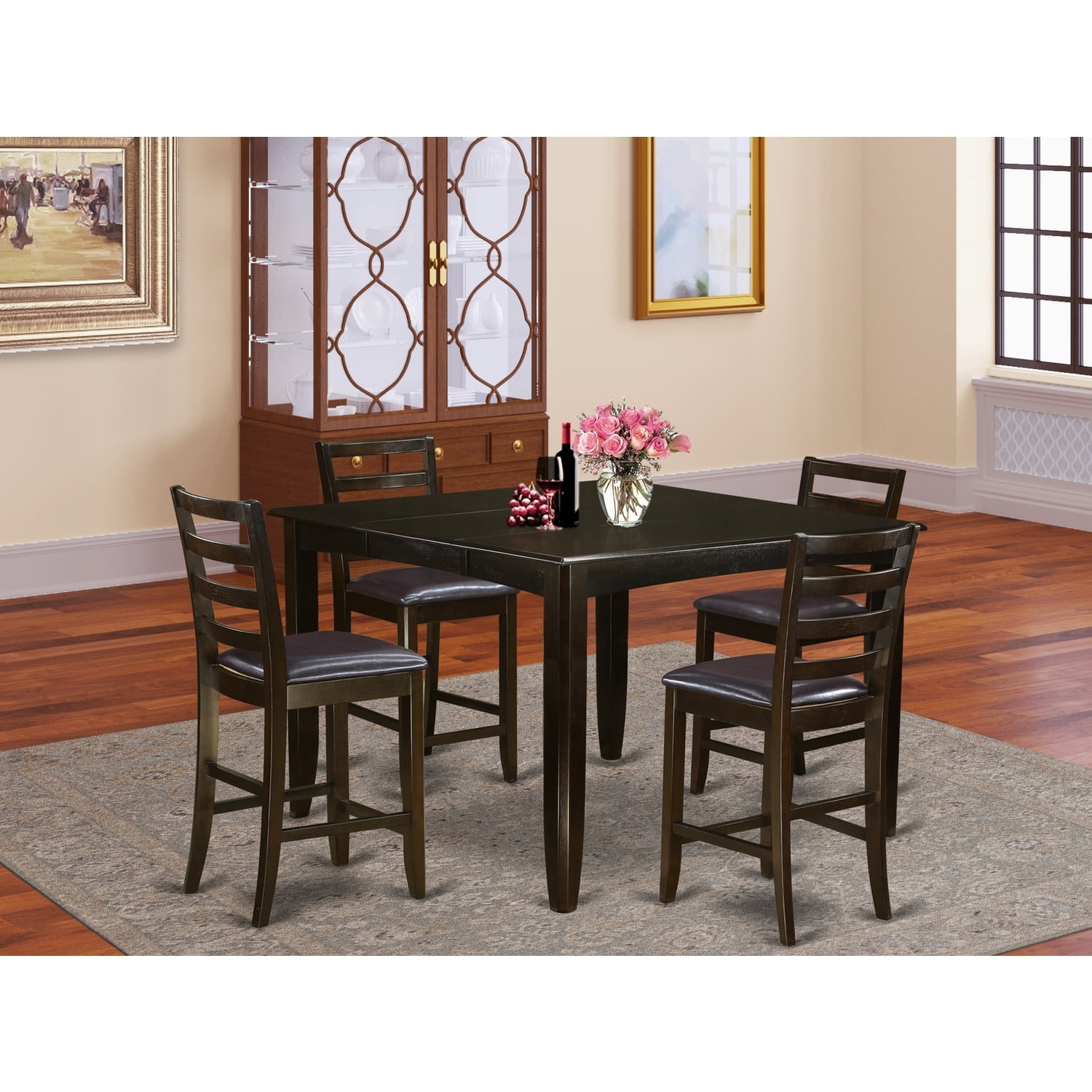 HomeStock Victorian Virtue Height Dining Set- Square HomeStock Height Table And Dining Chairs ...