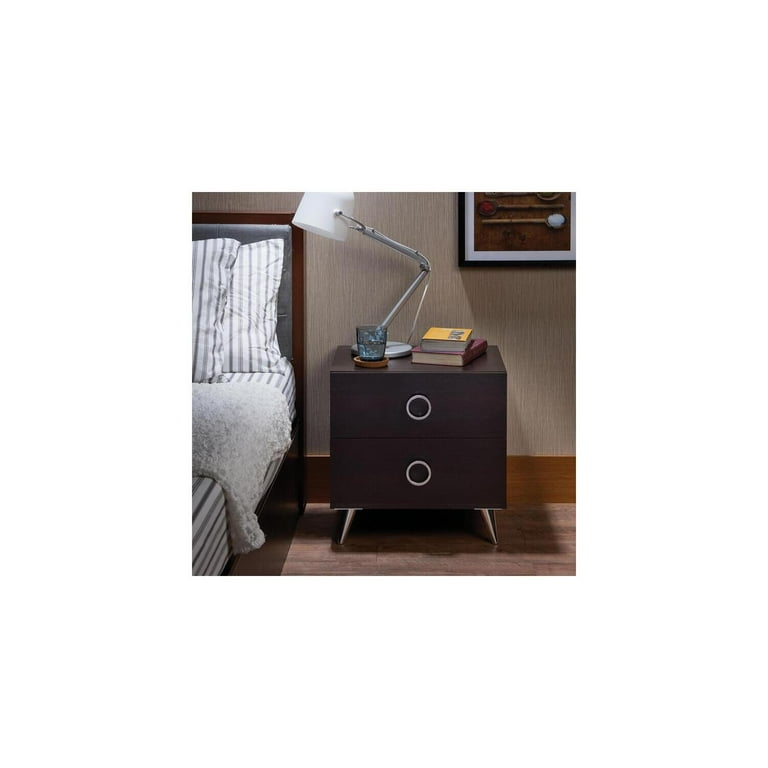 Espresso And Chrome Night Stand