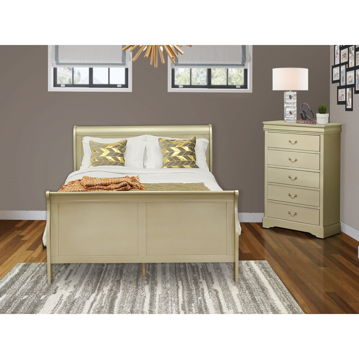 HomeStock Vintage Variety 2 Piece Queen Size Bedroom Set In Metallic ...