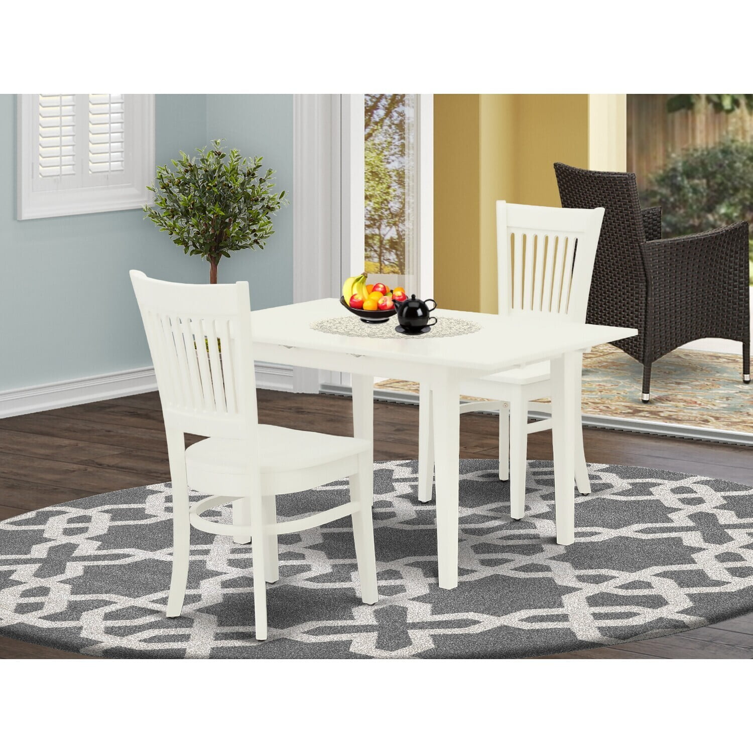 Vintage 3Piece Wood Dining Set - Linen White Table & 2 Chairs ...