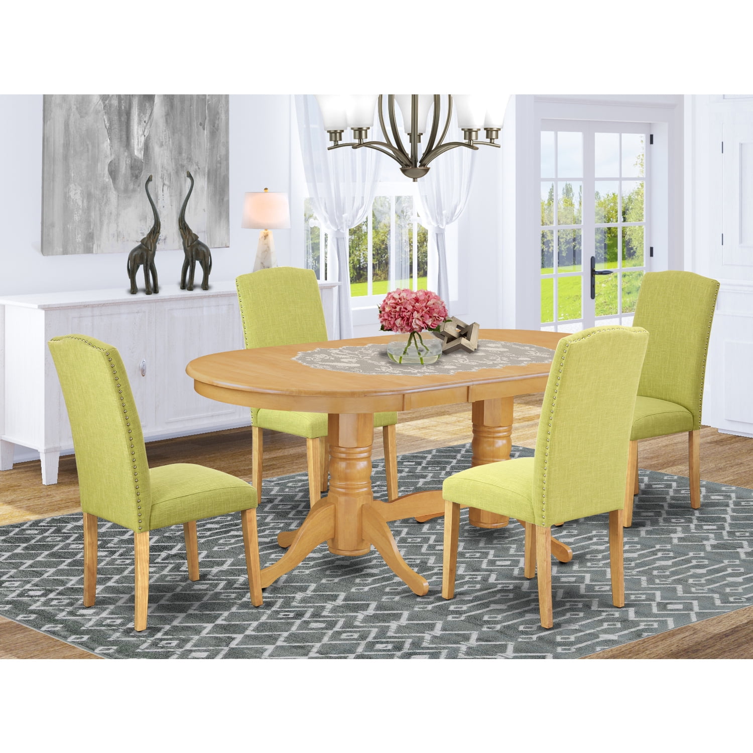HomeStock Vintage Variety 5 Pc Dining Room Set For 4- Table With Leaf ...