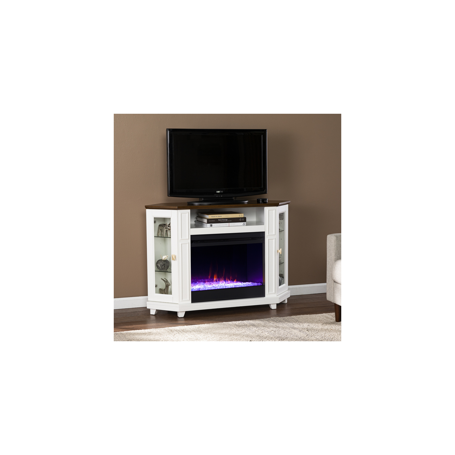 HomeStock Vintage Variety Color Changing Fireplace with Media Storage ...