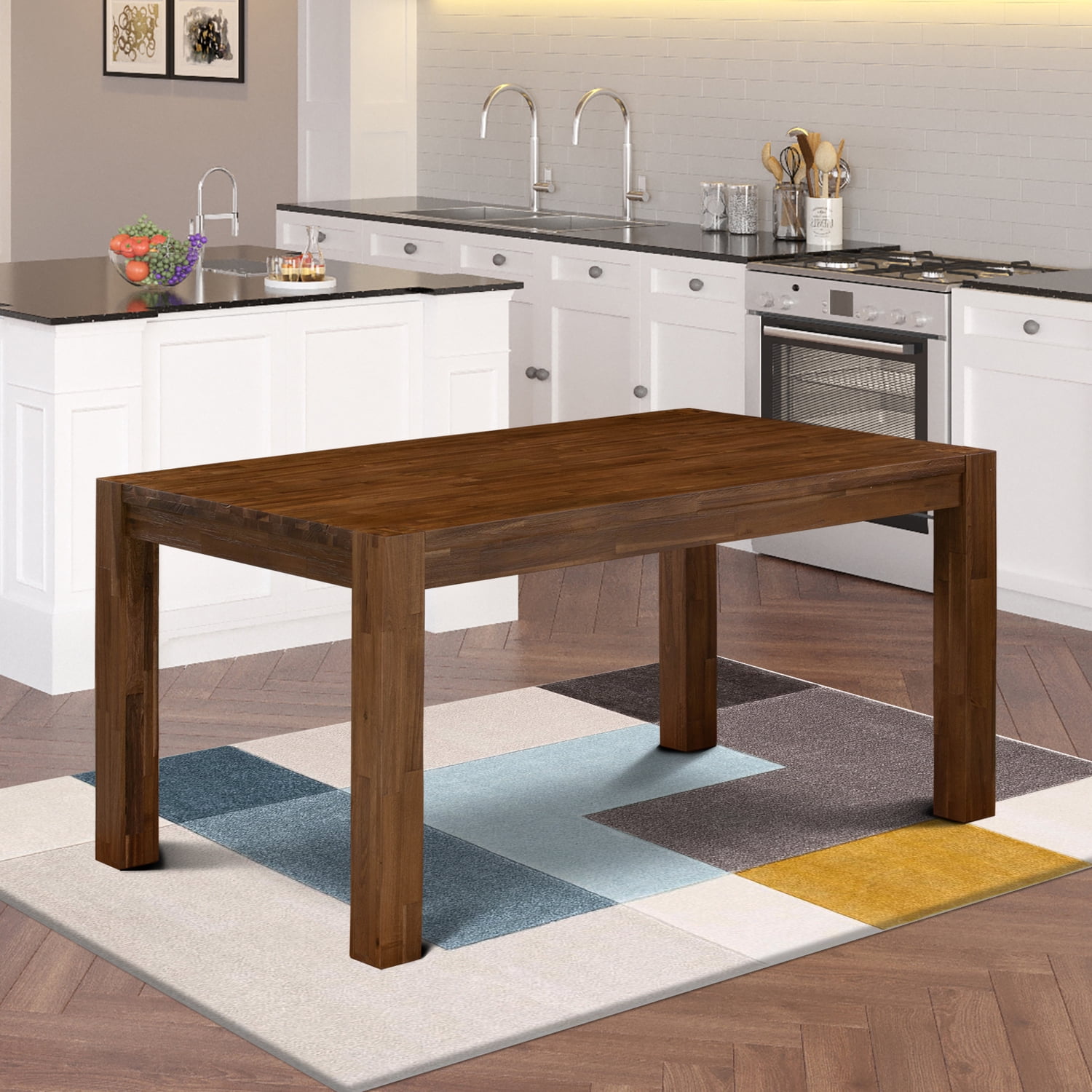 Homestock Vintage Variety Fantastic Rectangular Wood Kitchen Table With ...