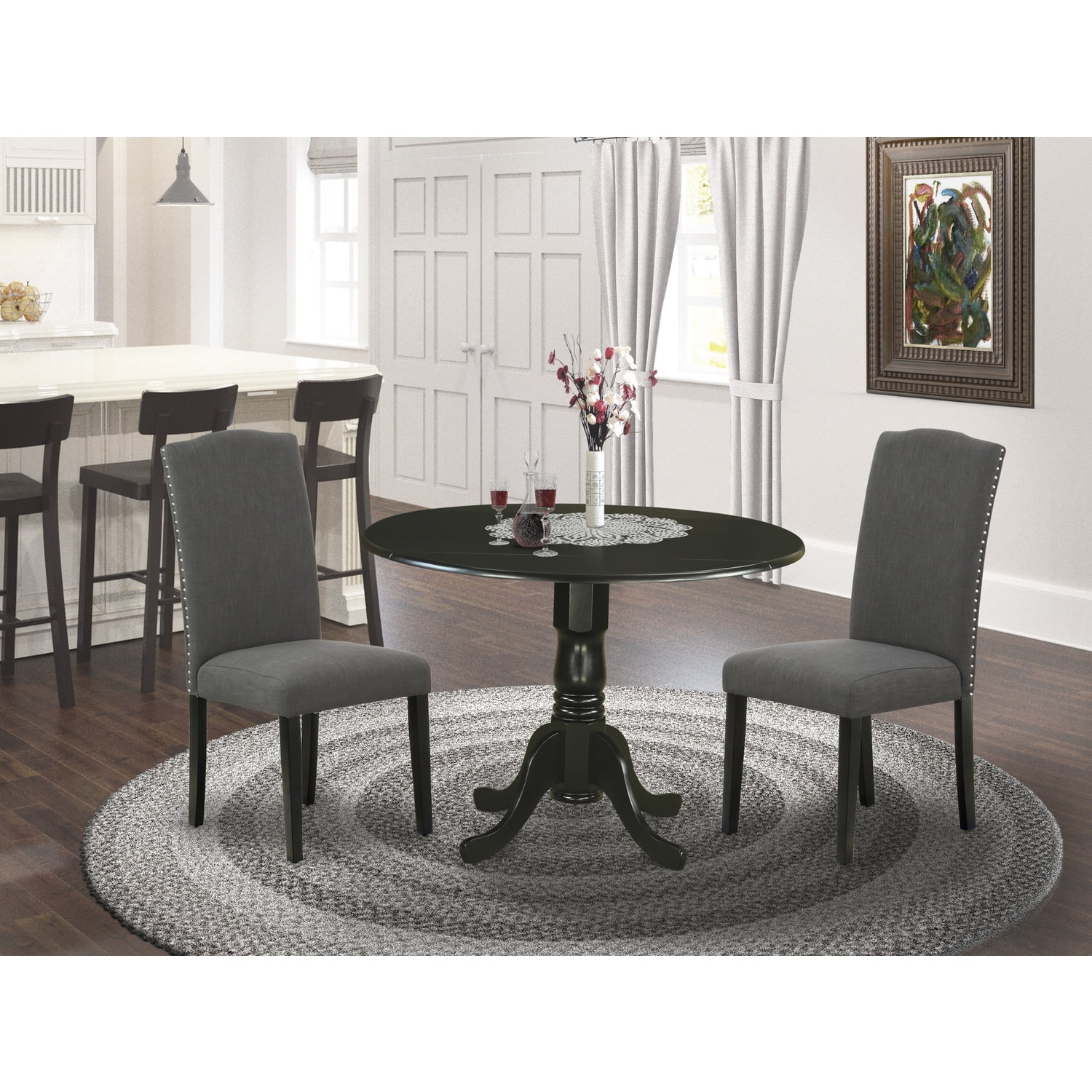 HomeStock Vintage Visions 3Pc Round 42 Inch Dining Table With Two 9 ...