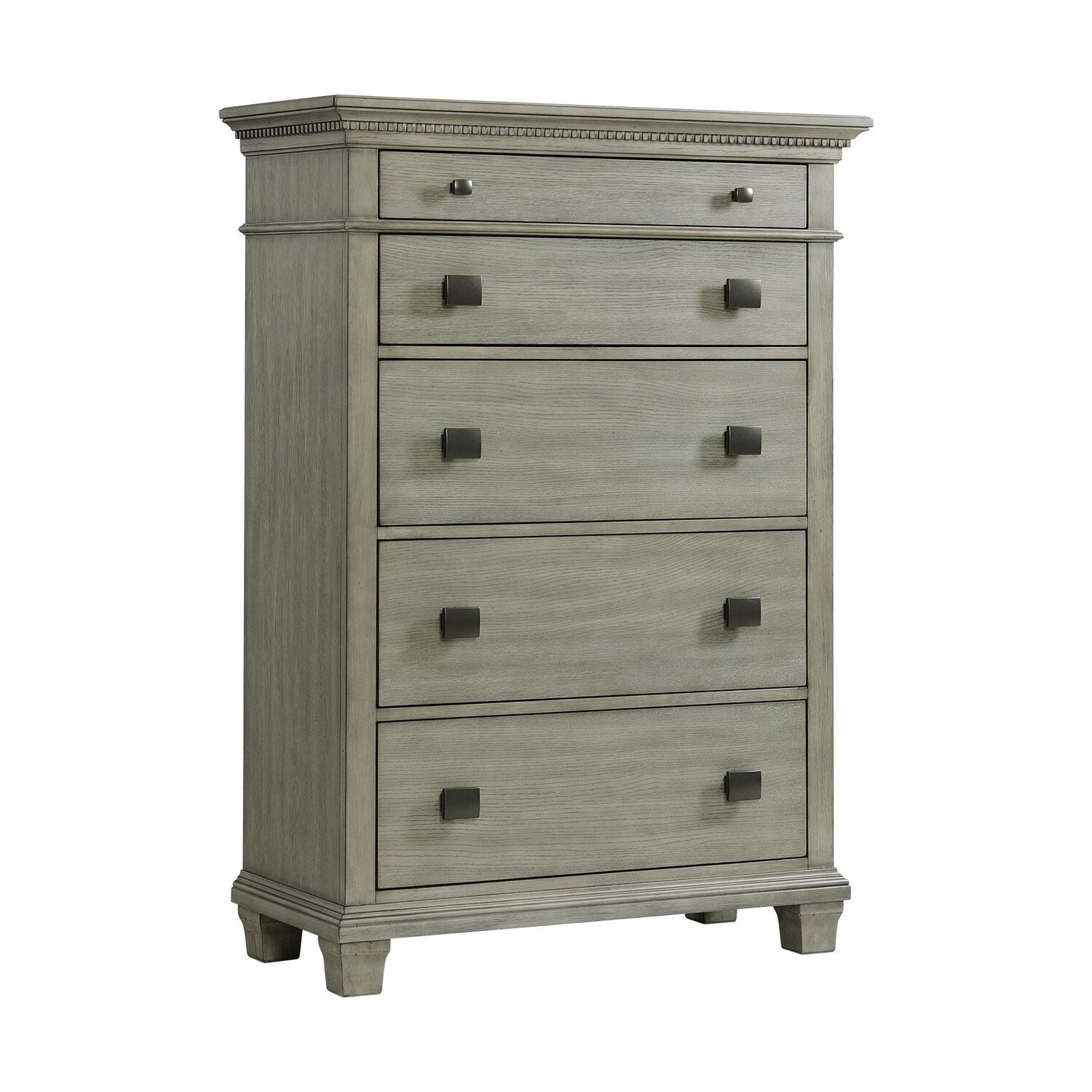 HomeStock Vintage Visions 5-Drawer Chest in Grey - 17"D x 38"W x 54"H ...