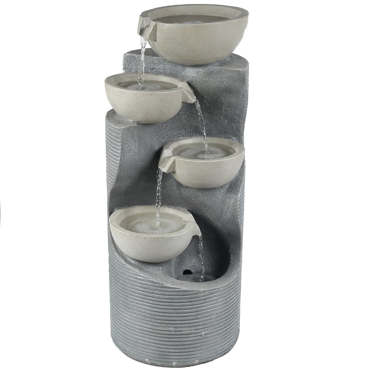 HomeStock Vintage Visions Cement Modern Tiered Bowls Outdoor Fountain ...
