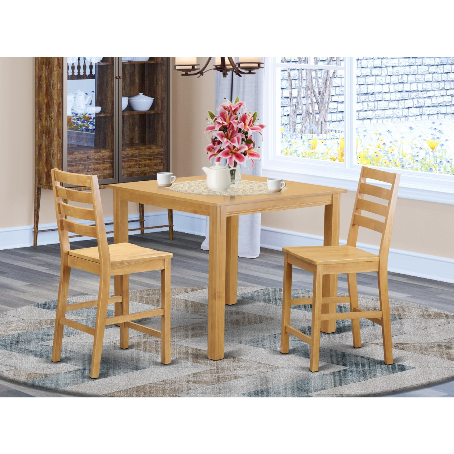 Counter Height Table Set - Kitchen Dining Chairs - Vintage Style 5 ...