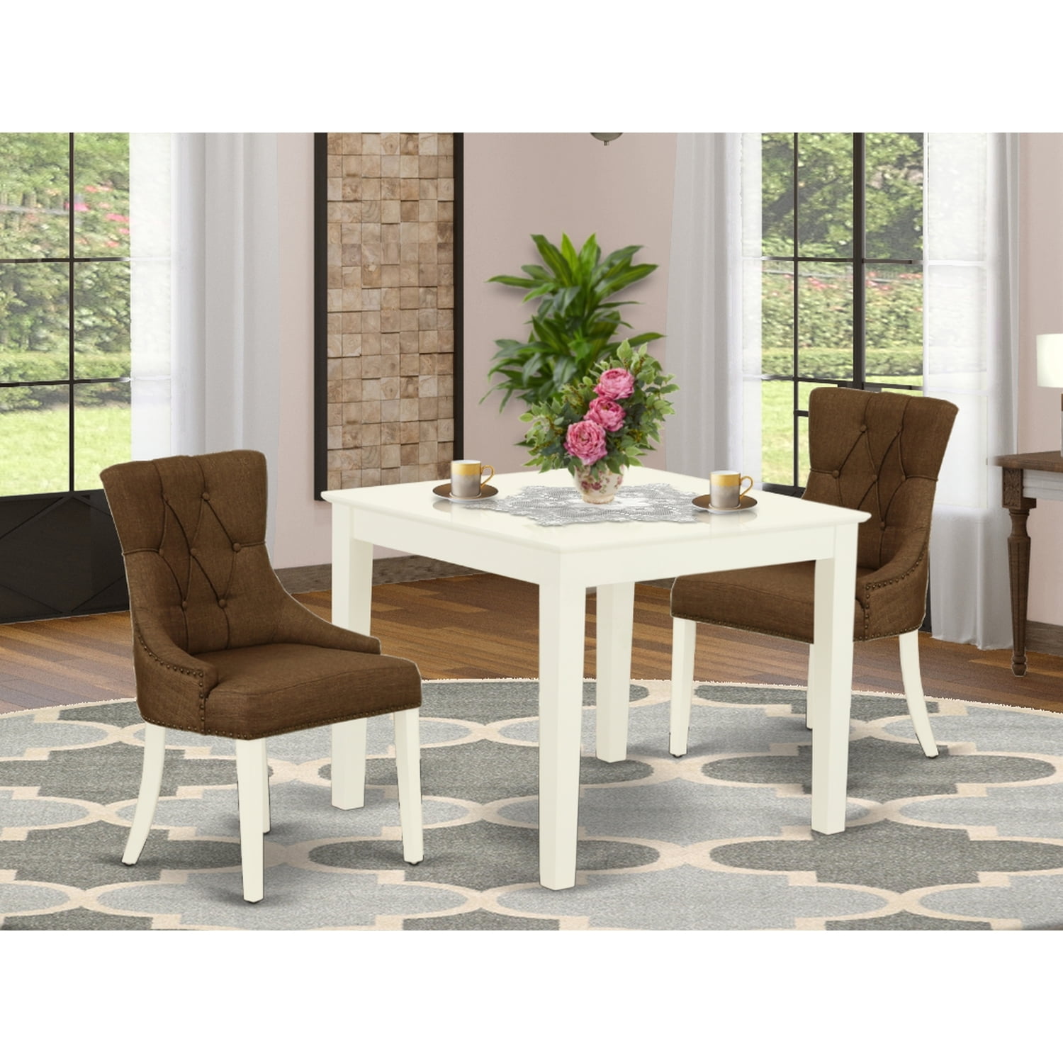 Vintage 3Pc Dinette Set - Square Kitchen Table & 2 Parson Chairs ...