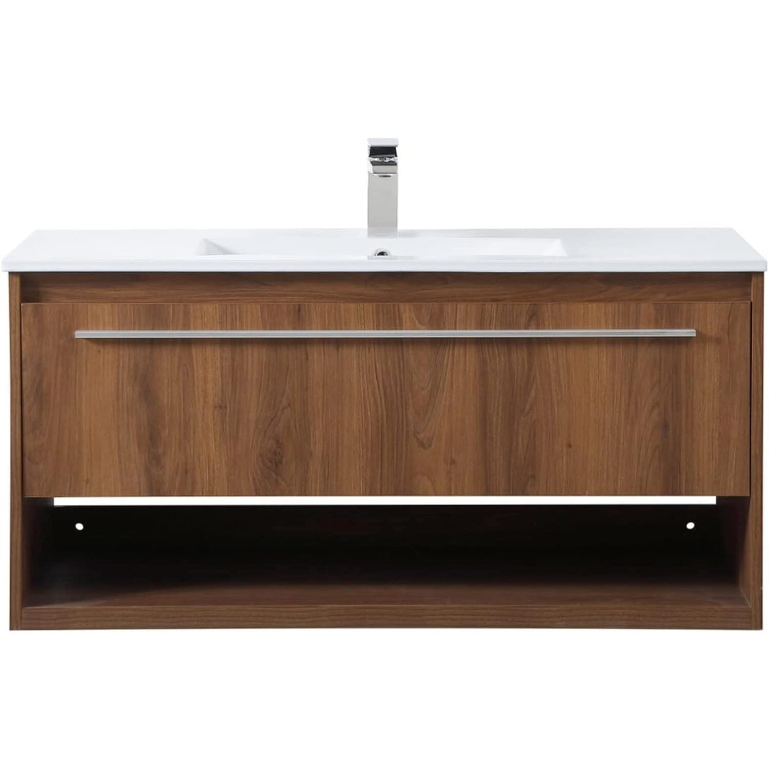 Floating Bathroom Vanity 40 Inch Single Sink Walnut Brown Modern Vanity ...