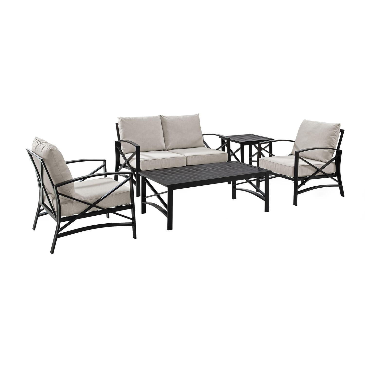 HomeStock Vintage Vogue 5 Piece Outdoor Metal Conversation Set Oatmeal ...
