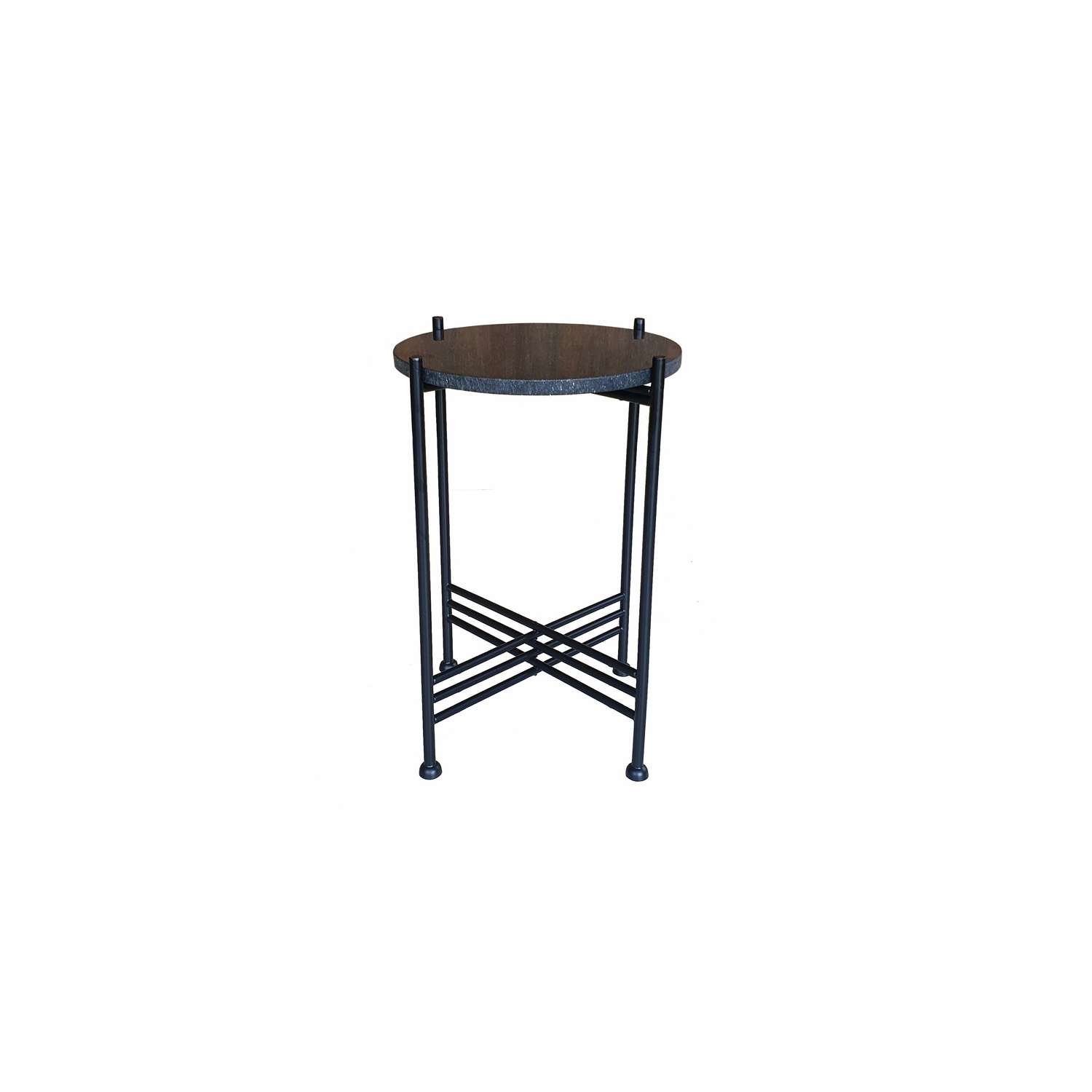 HomeStock Virtue Marble Top Accent Table - 13"Dia. x 18.5"H - Black ...