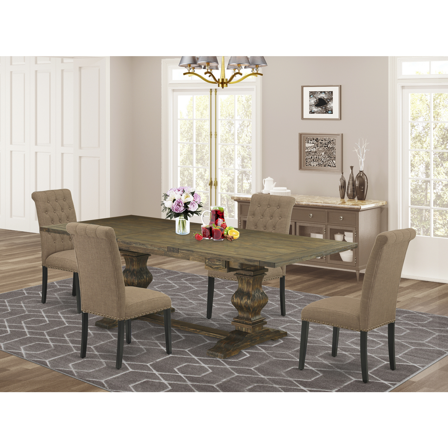 HomeStock Zen Zone 5-Pc Kitchen Table Set With Chair S Legs And Light ...