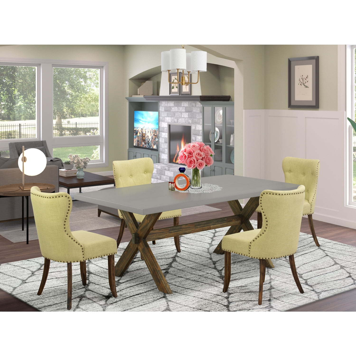 5-Piece Dining Set - Kitchen Table with 4 Parson Chairs - Modern ...