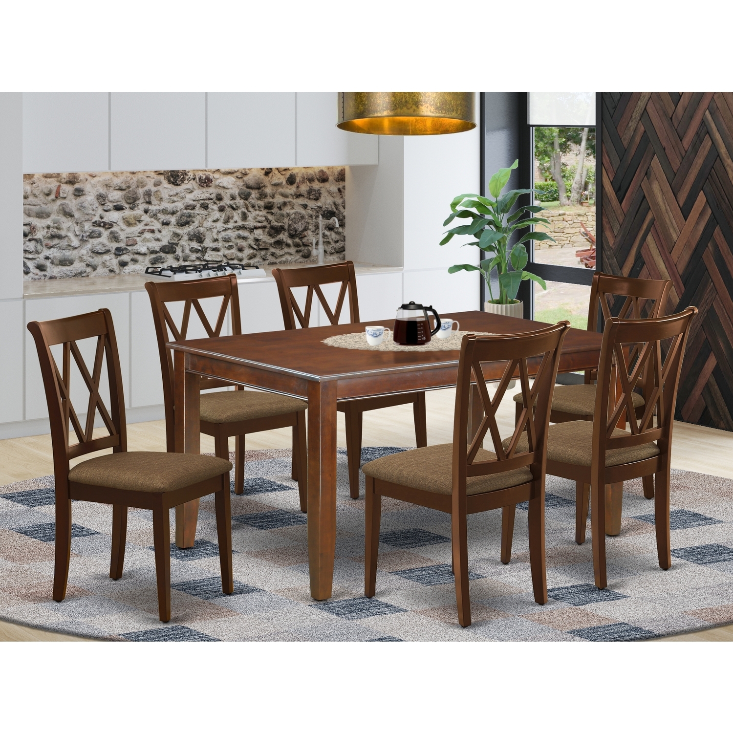 HomeStock Zen Zone 7Pc Dinette Set Includes A Rectangular Kitchen Table ...