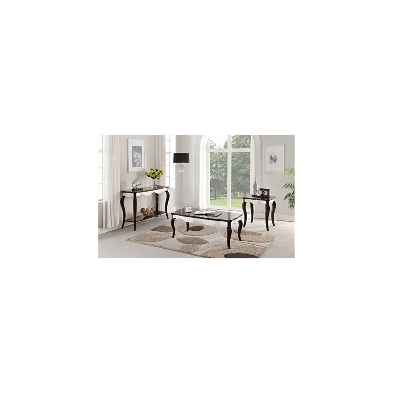 HomeStock Zen Zone End Table, Walnut & White - Walmart.com