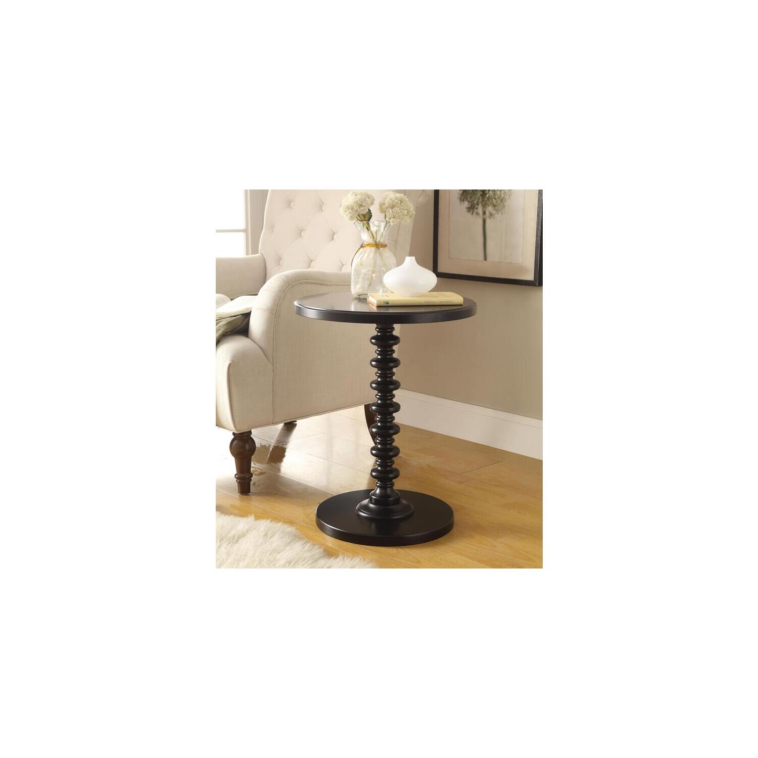 HomeStock Zen Zone Side Table 17" Dia x 22" H, Black Round Pedestal ...