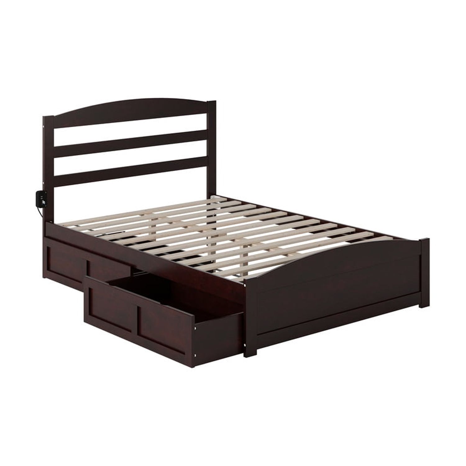 HomeStock Zen Zone Solid Wood Platform Bed with Footboard and Storage ...