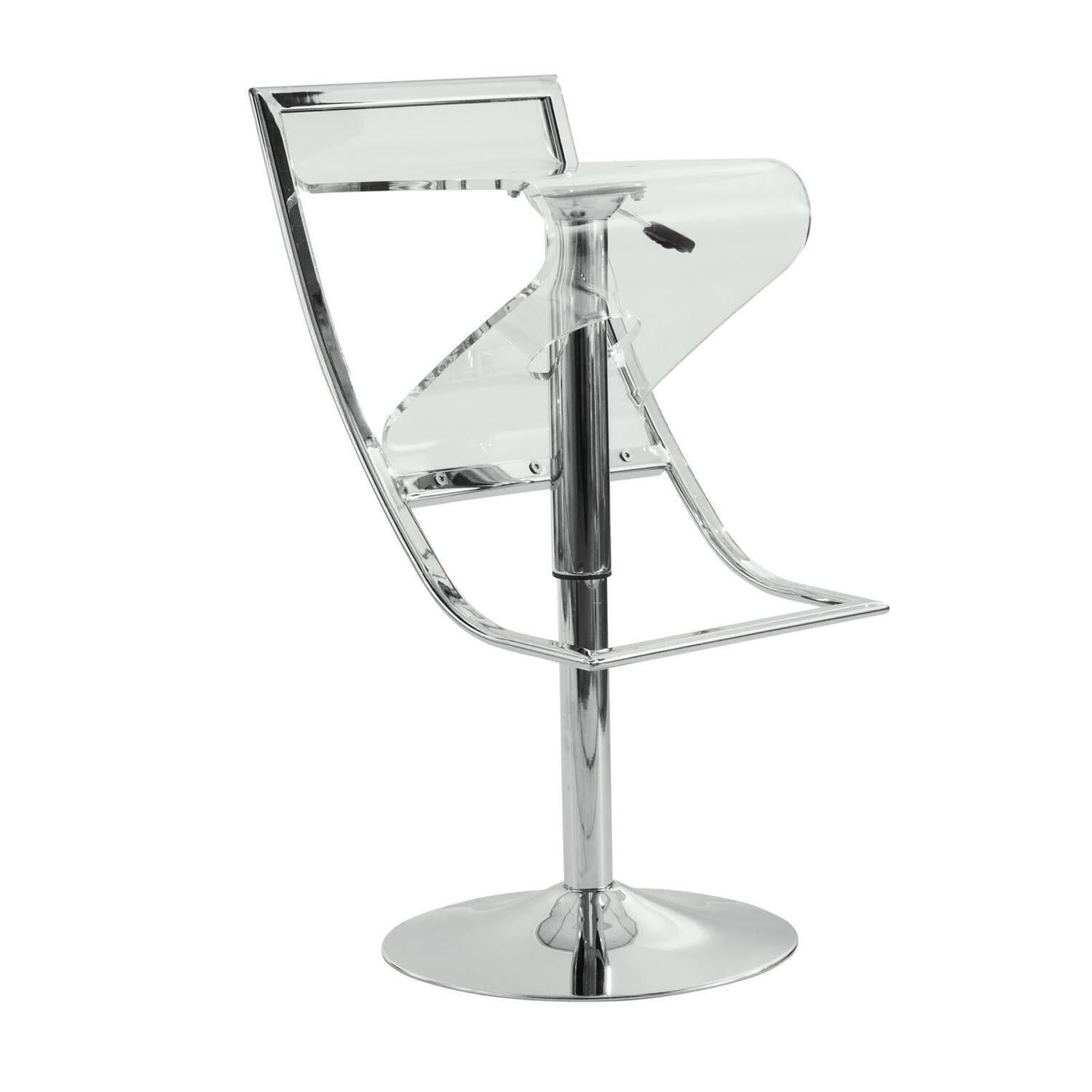 Modern Acrylic Bar Stool - Adjustable Height Chrome Base - Clear ...