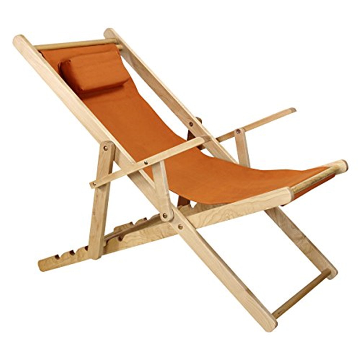 Sling Chair Wood Frame Reclining - Foldable Outdoor Patio Lounge - Easy ...