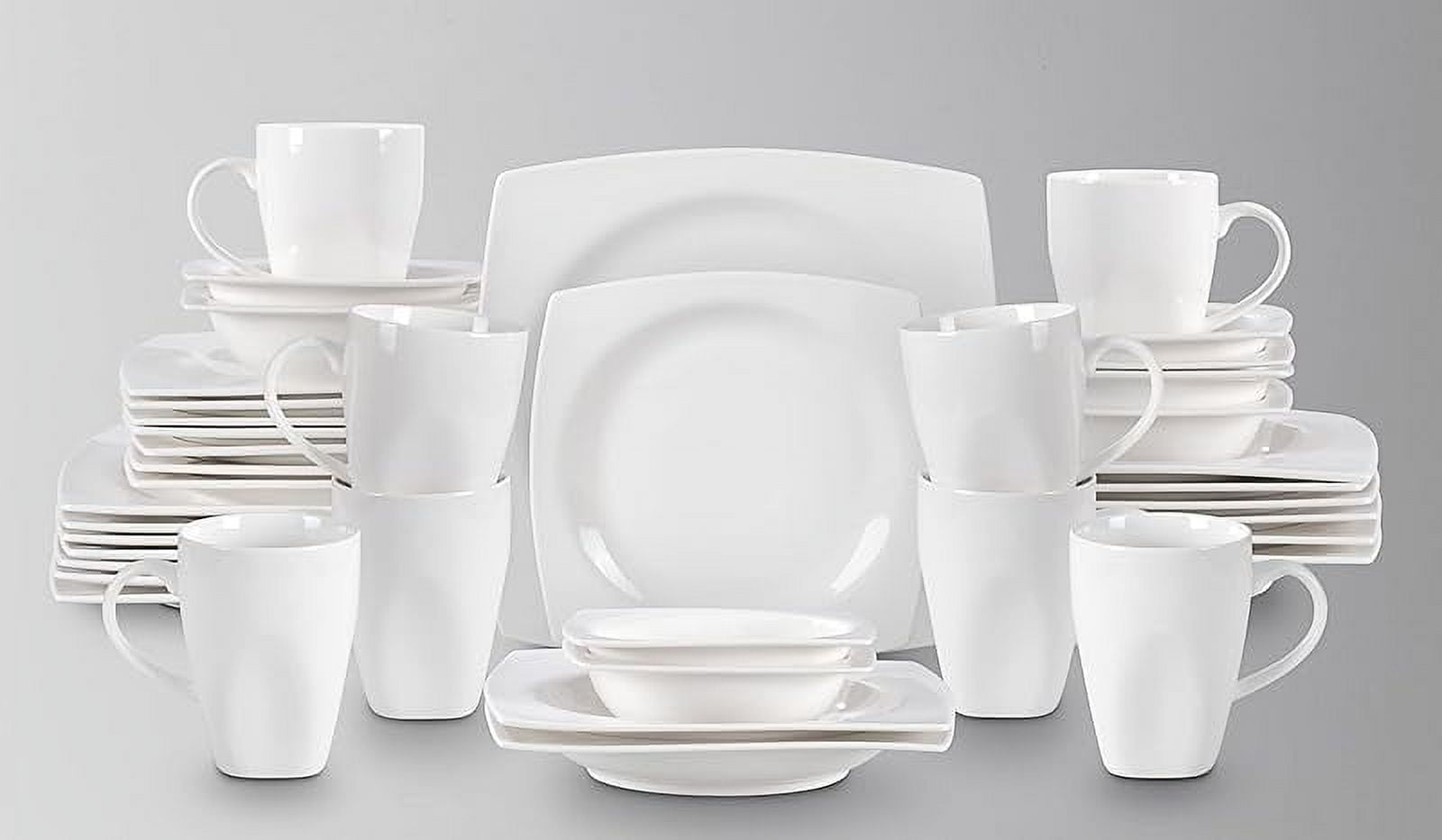 HomeVss, New Bone China Dinnerware Set, Embossed Diamond Design, 48pc ...