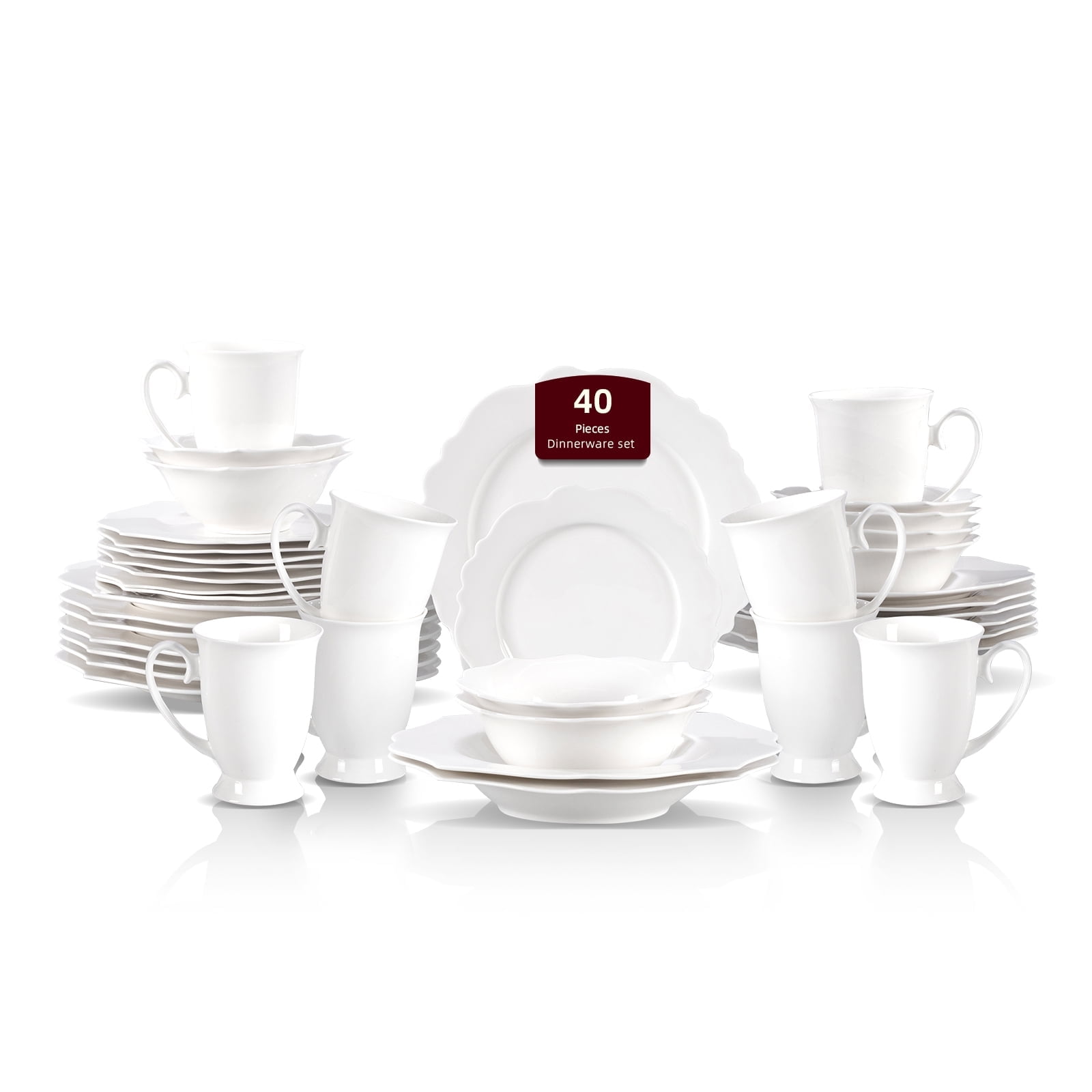 HomeVss, New Bone China Dinnerware Set Embossed Winds, Service for 8 ...