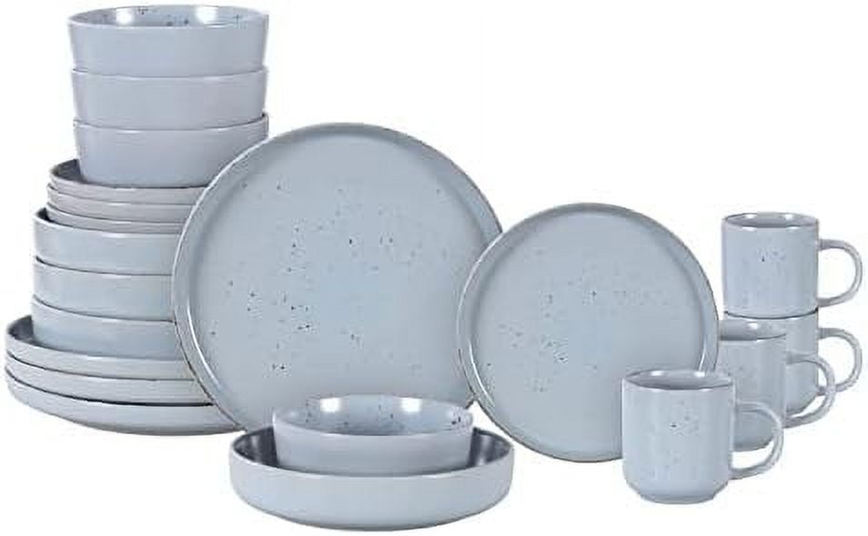 HomeVss, Nordic Shape Rising Rim Stoneware 20pc Dinnerware Set, Matte ...
