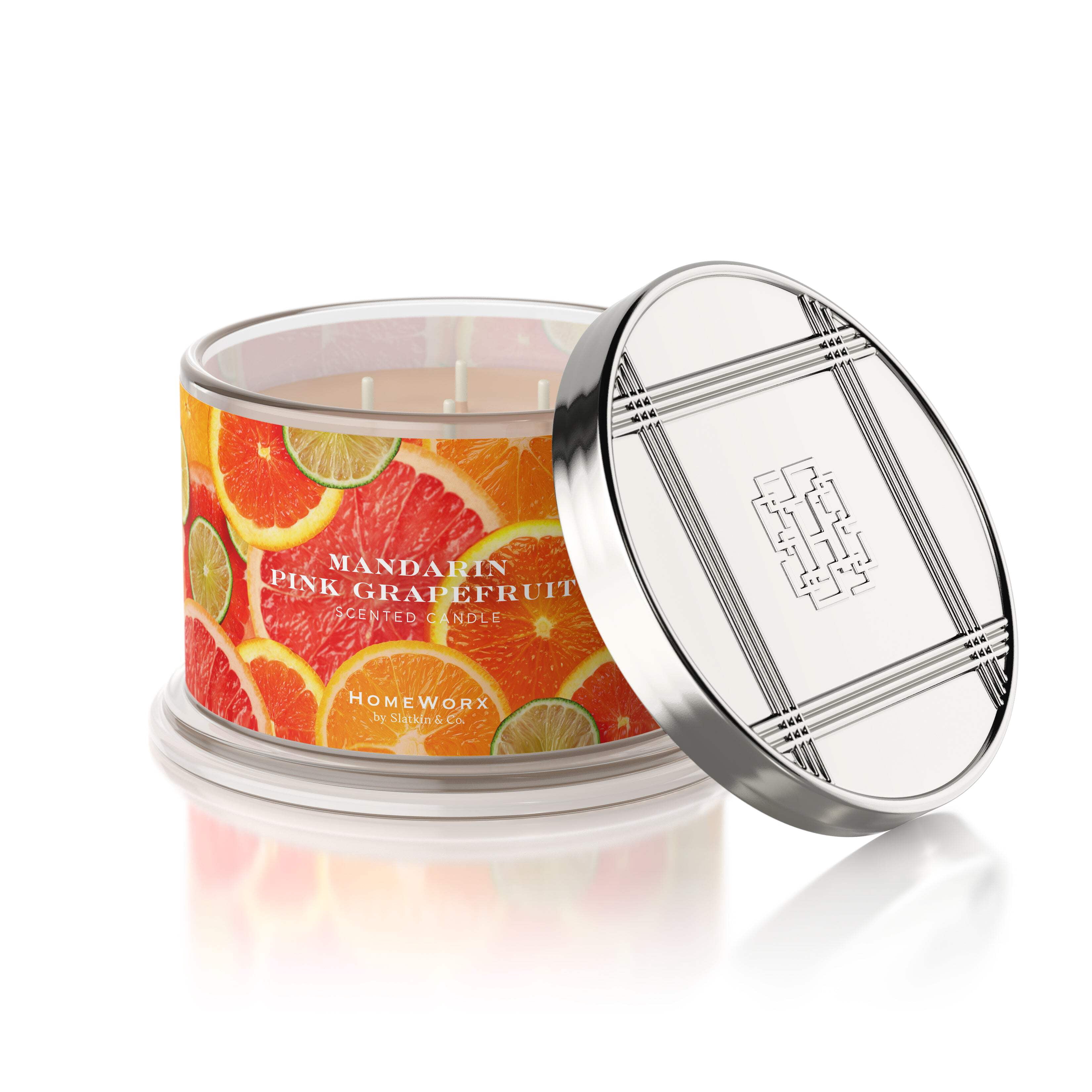 HomeWorx by Harry Slatkin 4 Wick 18oz Candle, Mandarin Pink Grapefruit ...