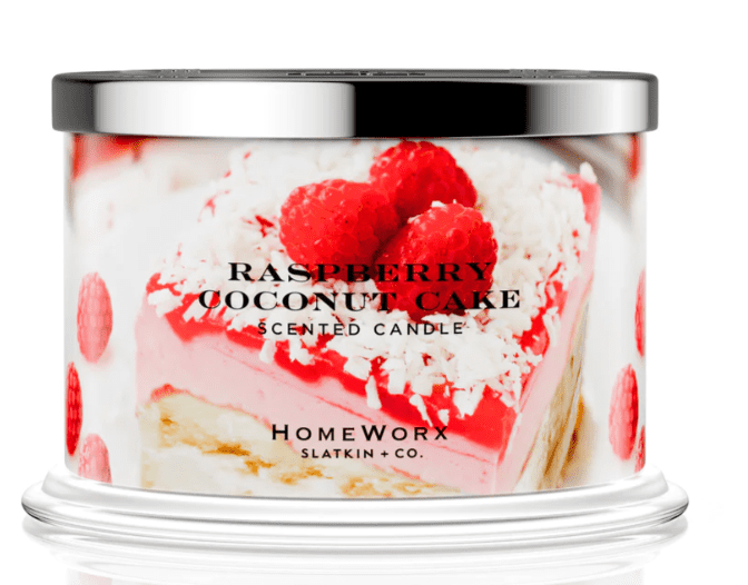 HomeWorx by Slatkin & Co 4-wick Raspberry Coconut Cake scented candle ...