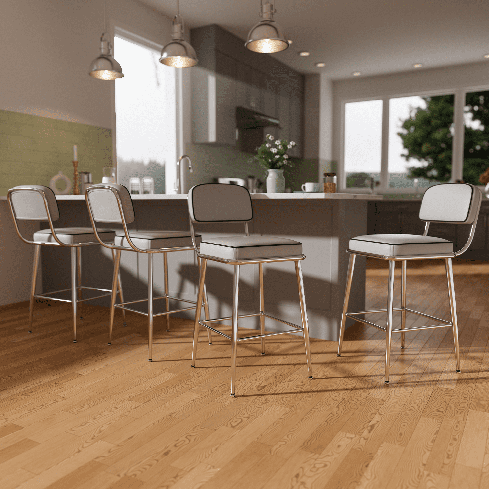 HomeZeer 26 Inch Counter Height Bar Stools Set of 4, Modern Counter ...