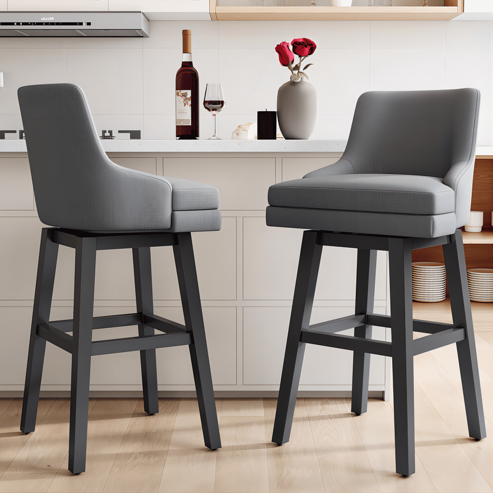 HomeZeer 30 Inch Bar Stools Set of 2, Swivel Counter Height Bar Stools ...