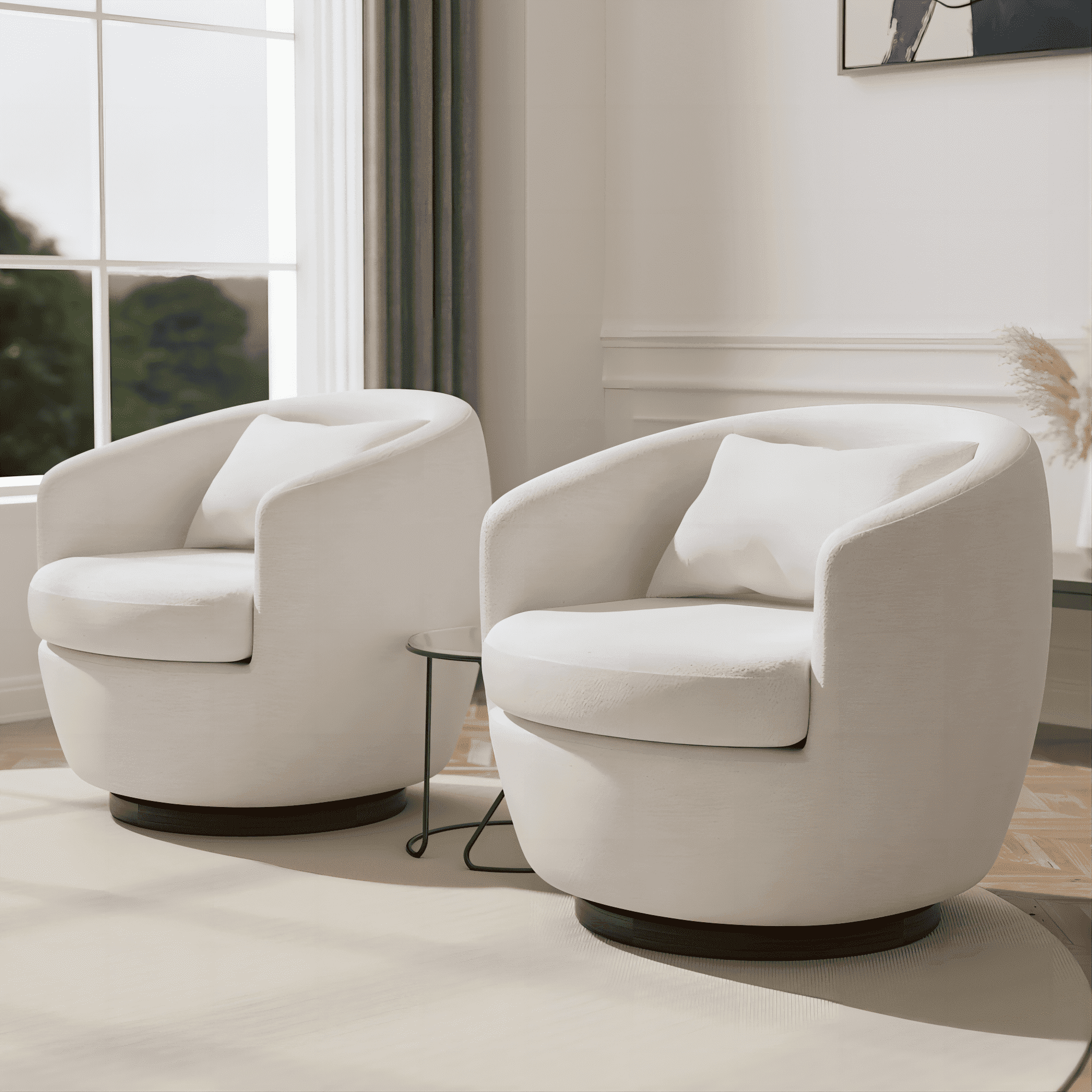 HomeZeer 360 Degree Swivel Barrel Chair Set of 2, Round Swivel Accent ...