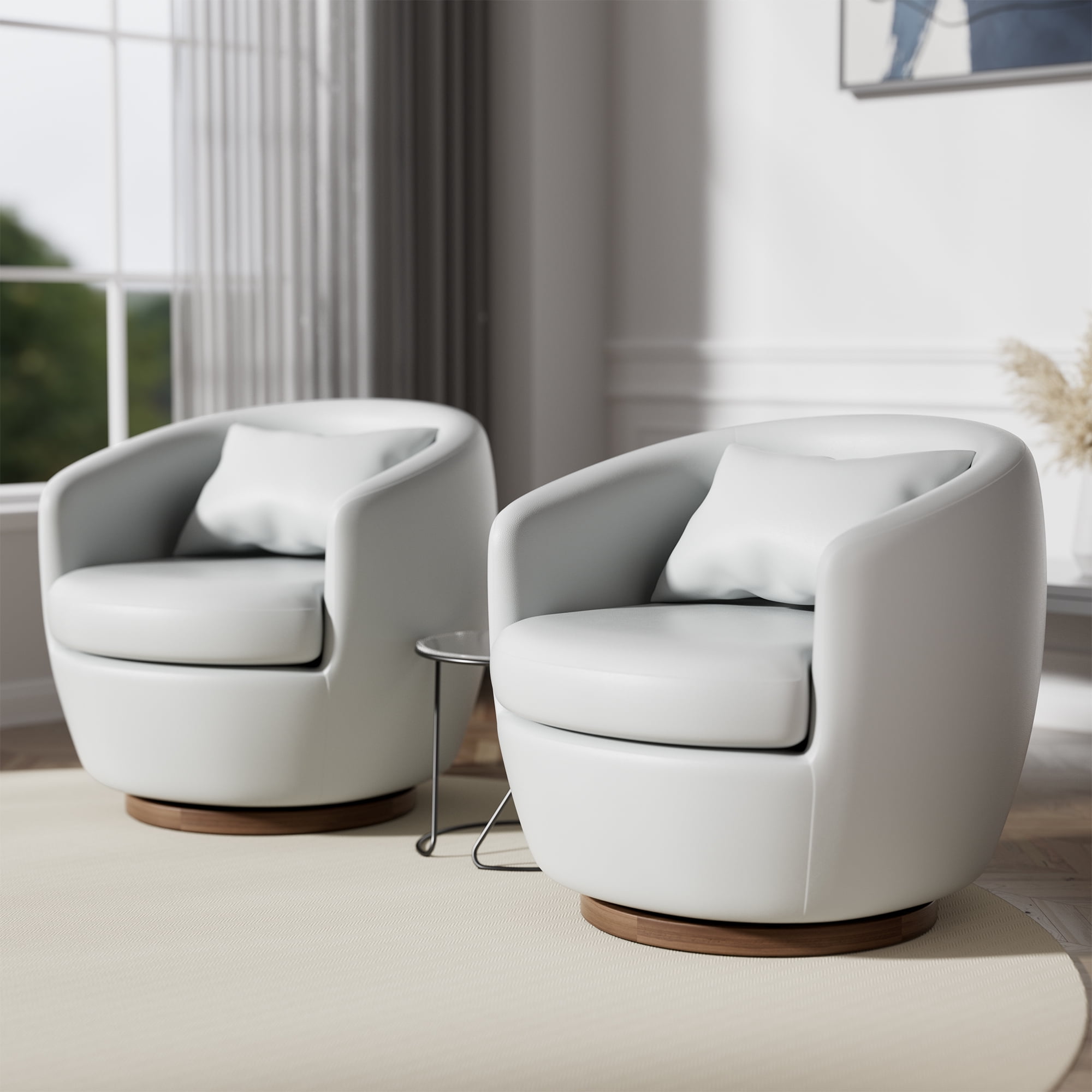 HomeZeer 360 Degree Swivel Barrel Chair Set of 2, Round Swivel Accent ...