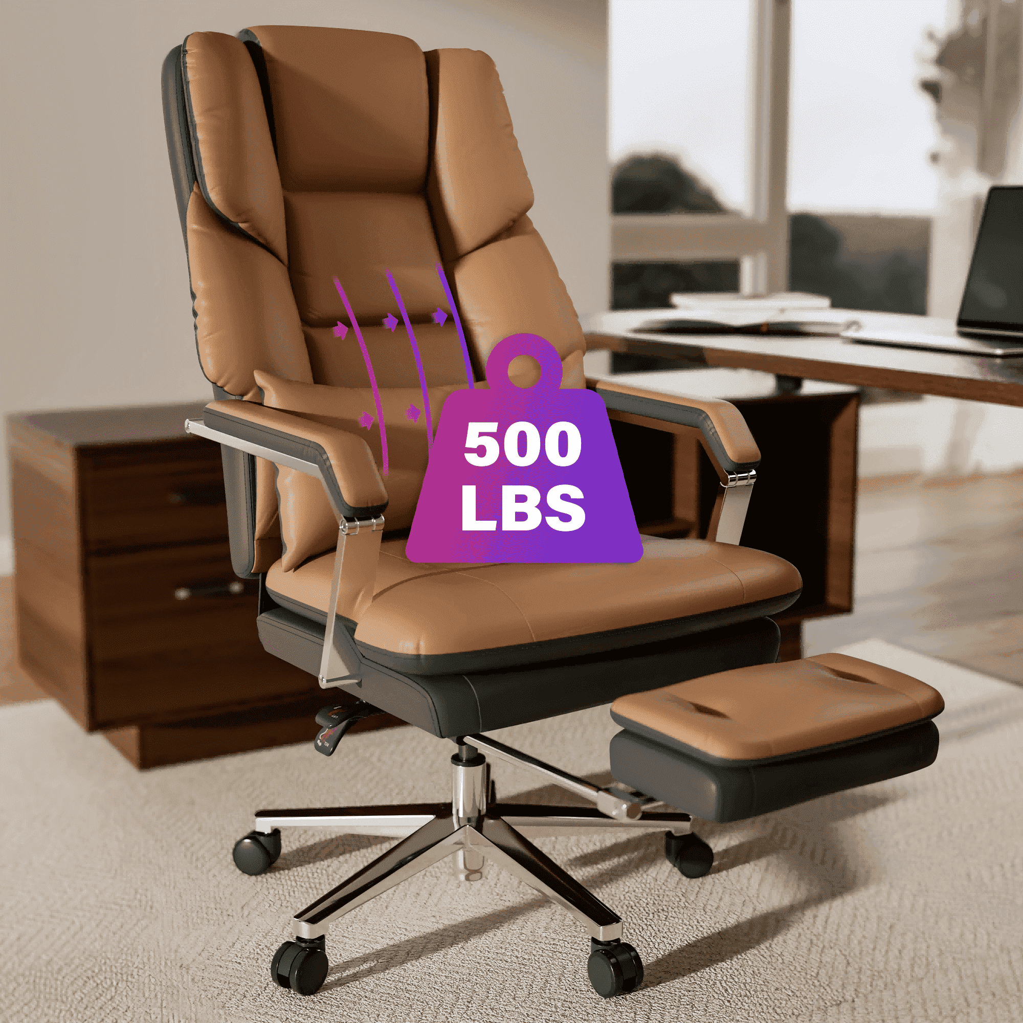 HomeZeer Big and Tall Office Chair 550 lbs, PU Leather Executive Chair ...