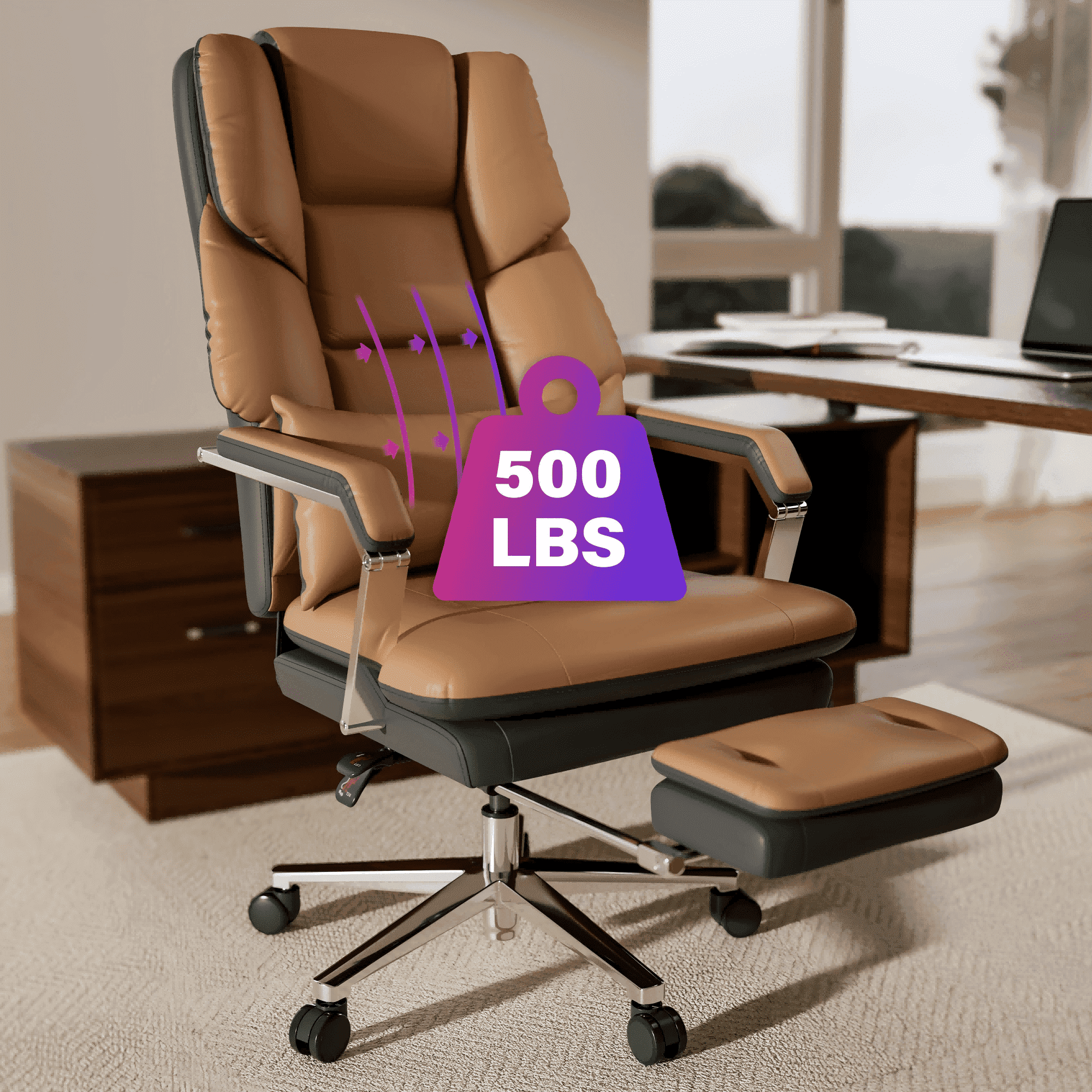 HomeZeer Big and Tall Office Chair 550 lbs, PU Leather Executive Chair ...