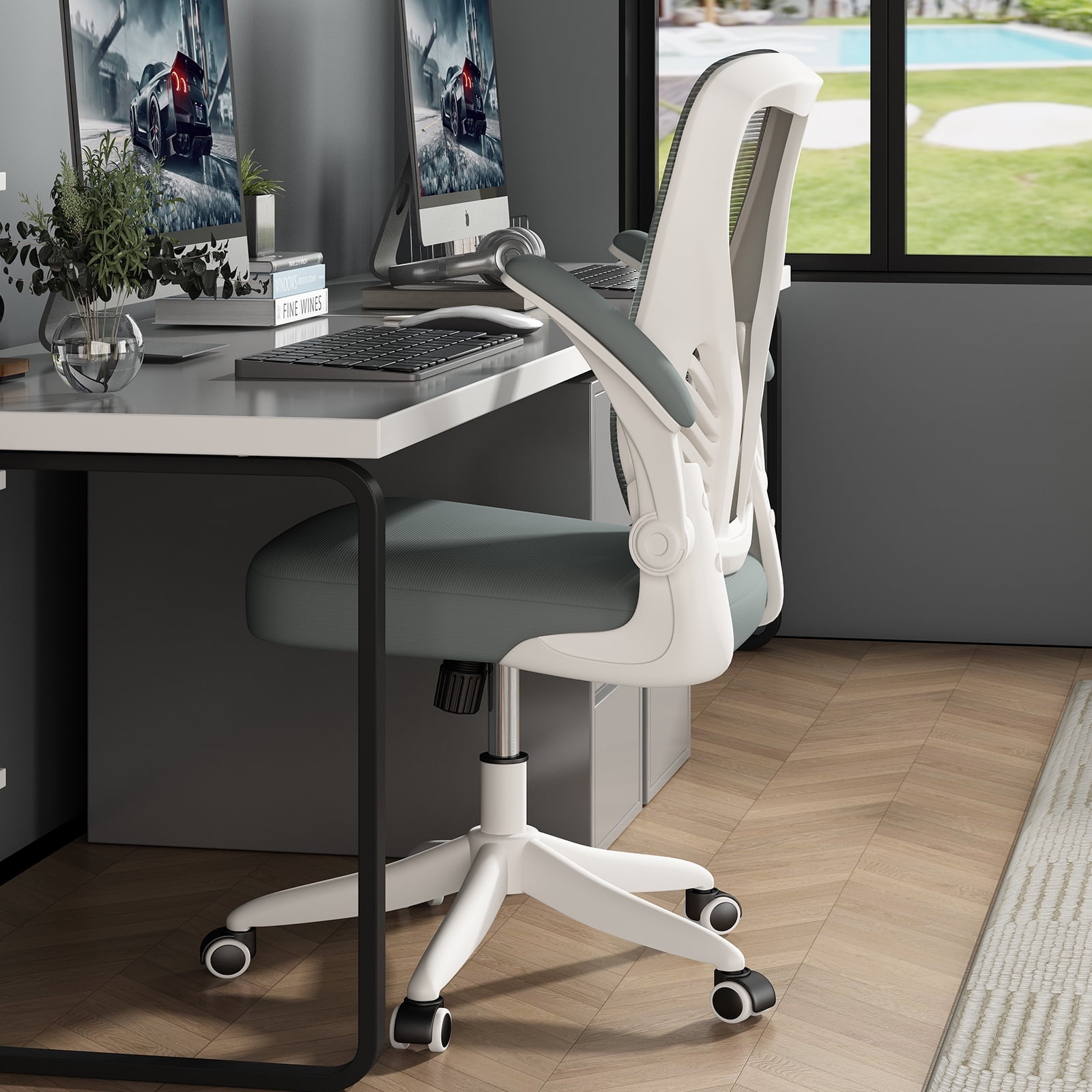 HomeZeer Computer Desk Chairs with Wheels, Middle Back Mesh Office ...