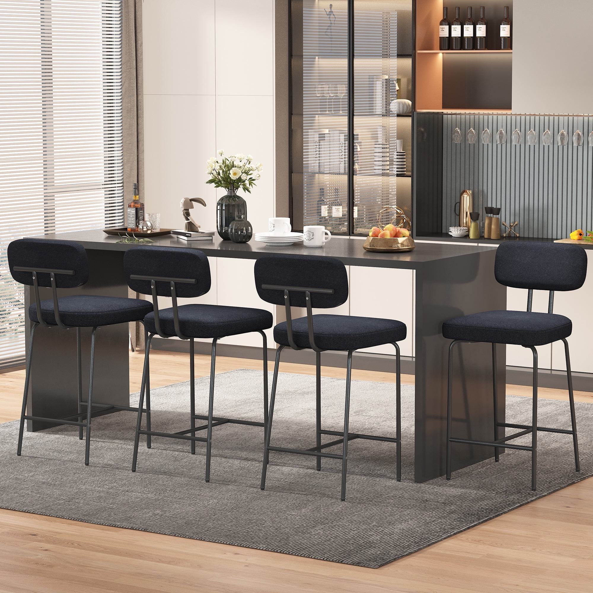 HomeZeer Counter Height Bar Stool Chairs Set of 4, 26" Kitchen Island ...