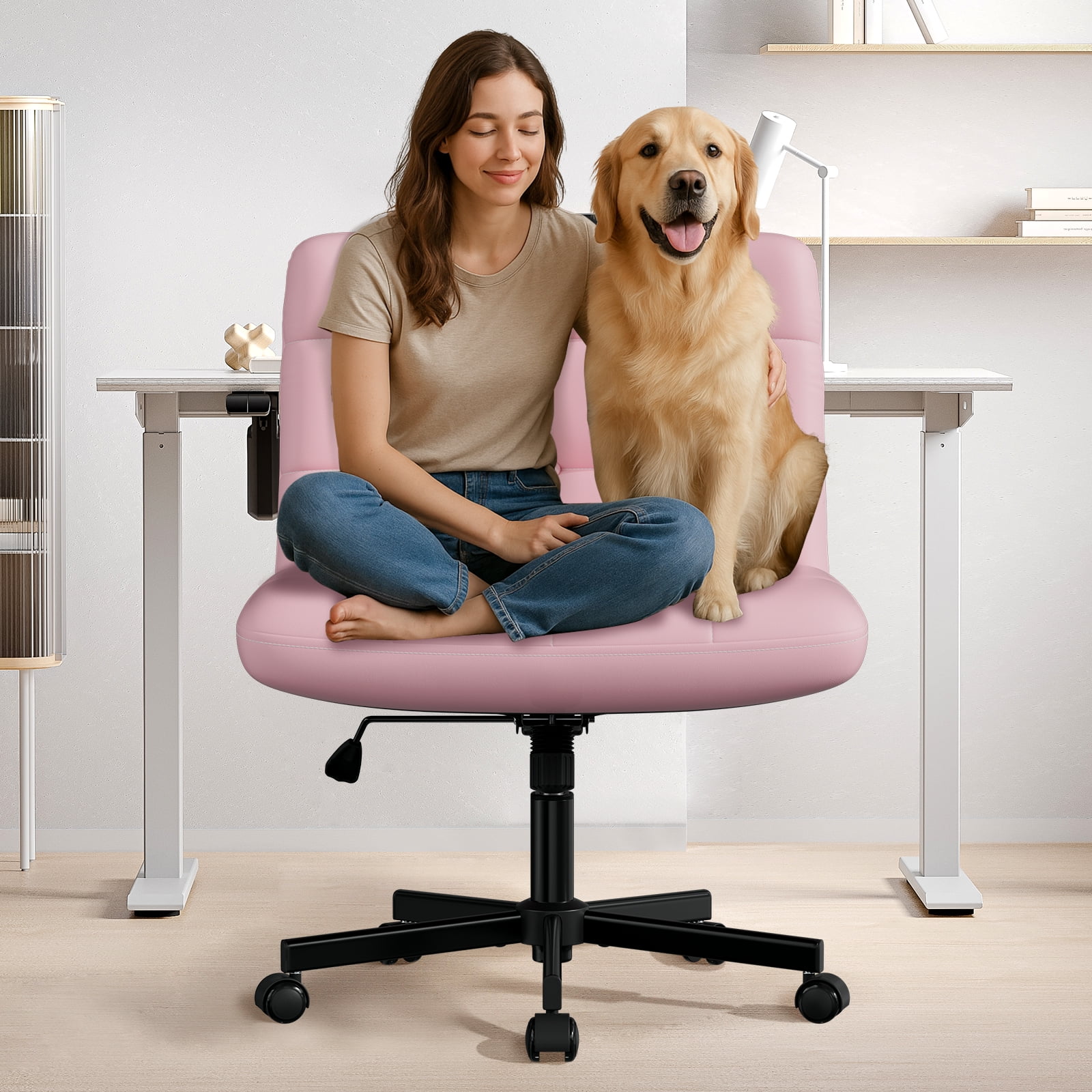 HomeZeer Criss Cross Legged Office Chair, Rocking Wide Seat Home Office ...